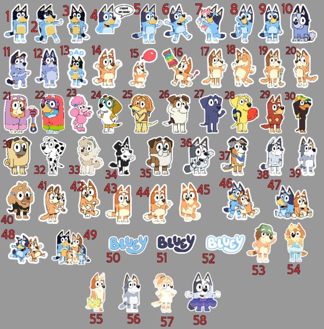 Bluey Characters TV Show Vinyl Stickers - Etsy