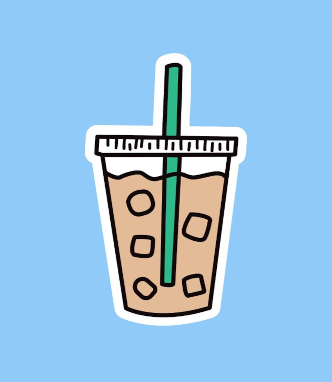 Iced Coffee Vinyl Sticker - Etsy
