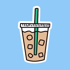 Iced Coffee Vinyl Sticker - Etsy