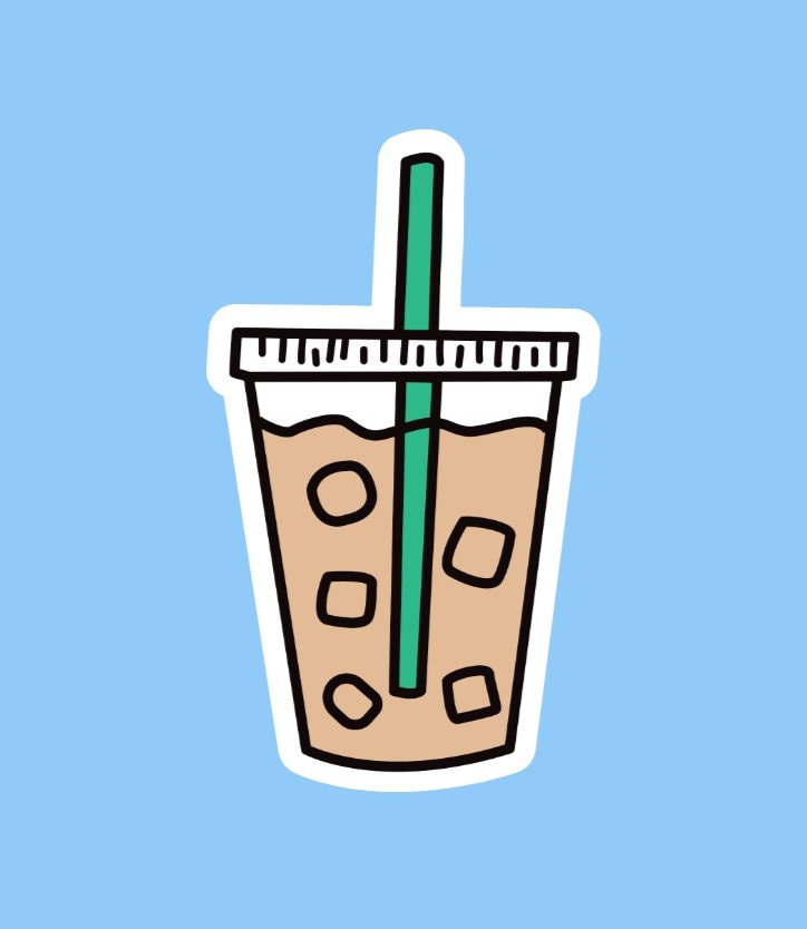 Iced Coffee Vinyl Sticker - Etsy