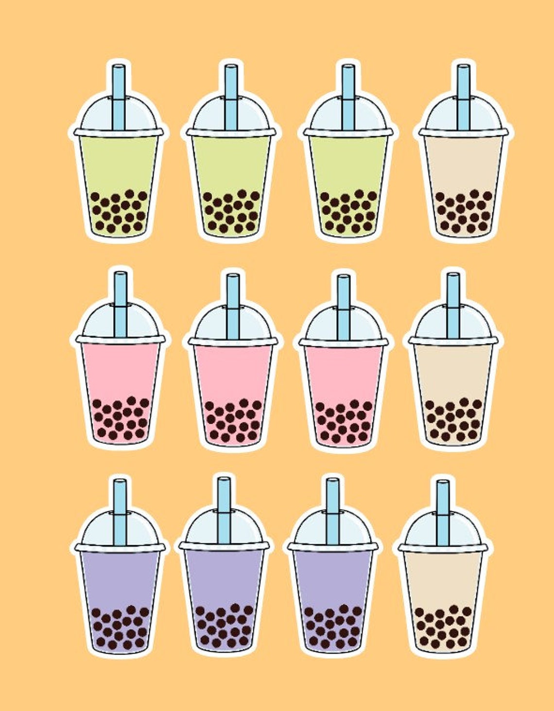 Boba Tea Vinyl Stickers Bubble Tea - Etsy