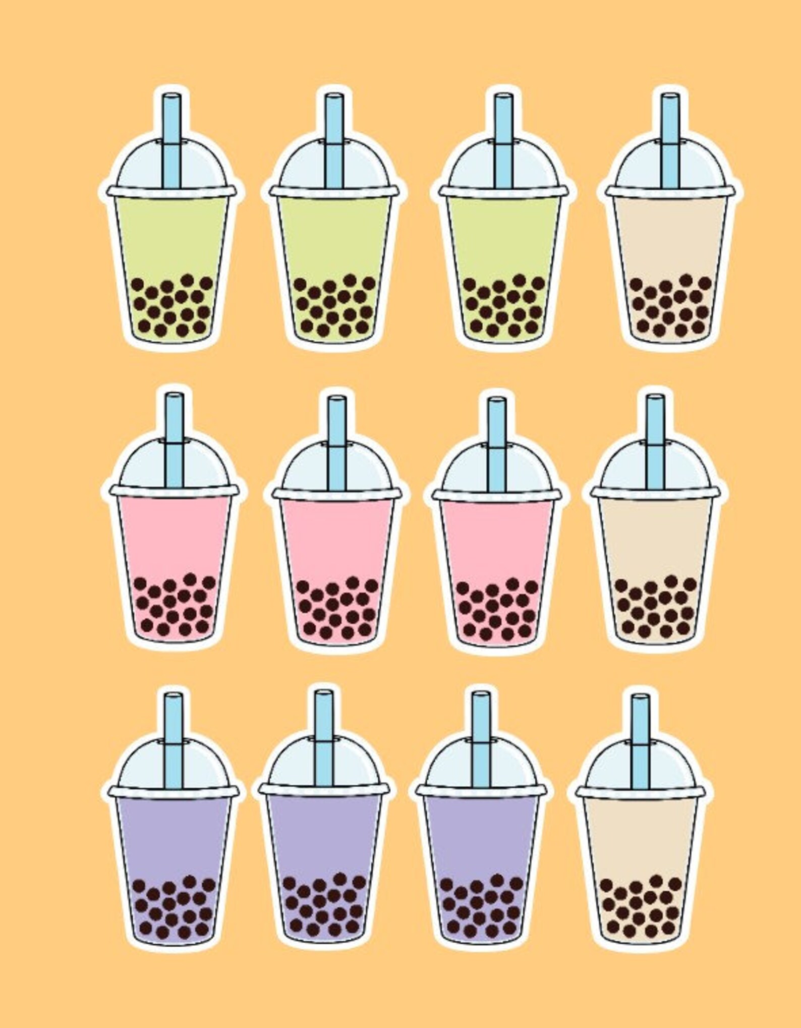 Boba Tea Vinyl Stickers Bubble Tea - Etsy