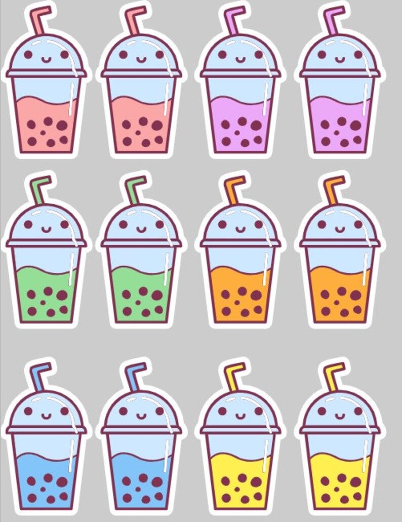 Boba Tea Vinyl Stickers Bubble Tea - Etsy