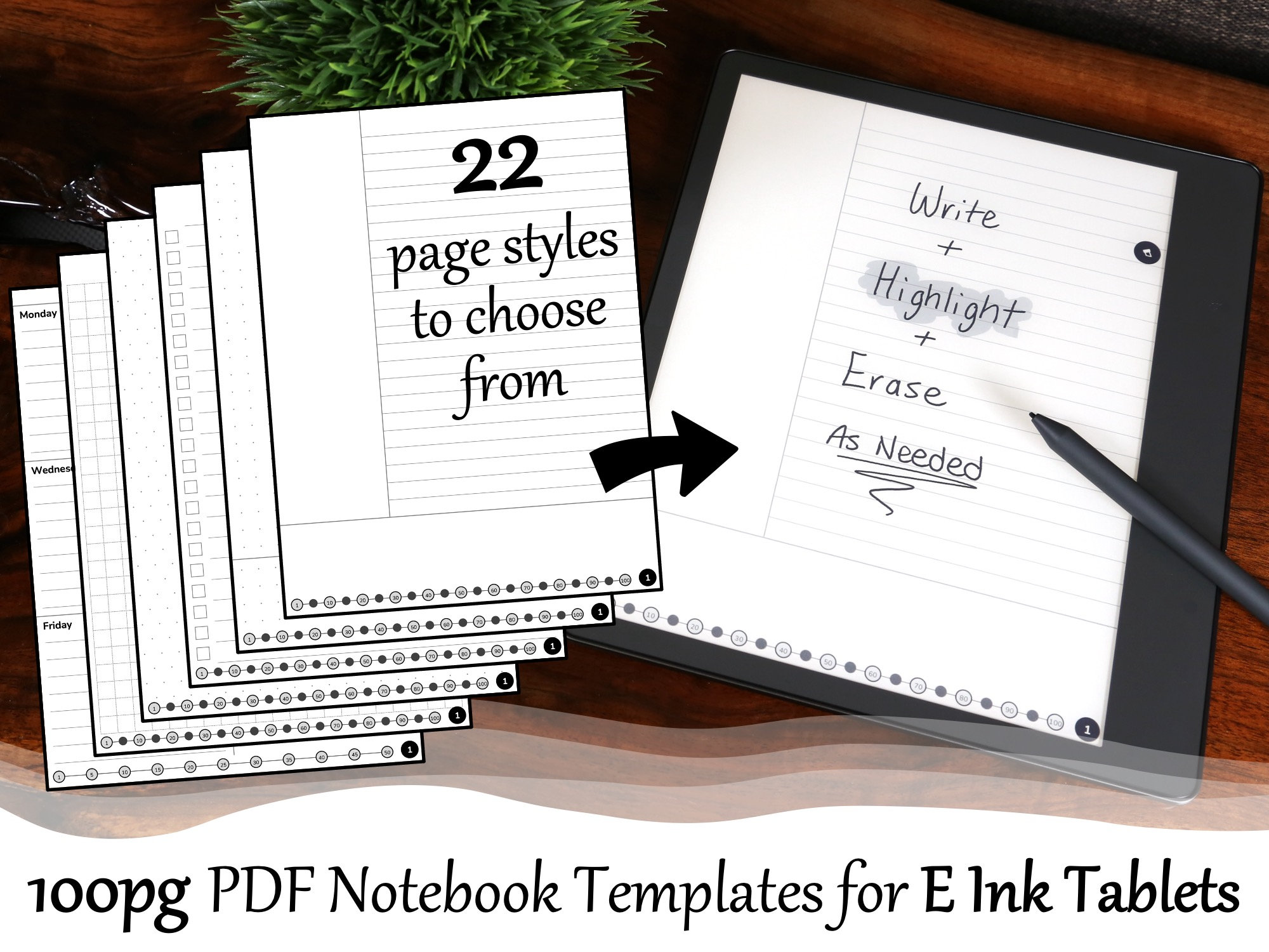 100-page PDF Notebook Templates for E Ink Tablets (remarkable 2, Kindle ...
