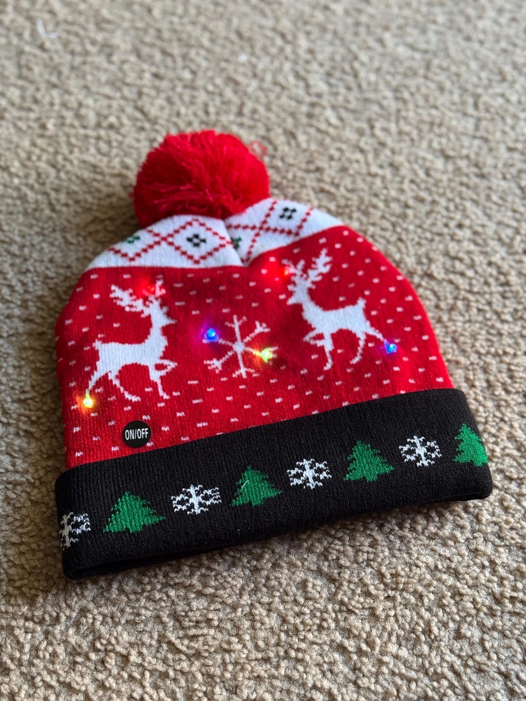 LED Christmas Beanie: Festive Light up Holiday Hat - Etsy