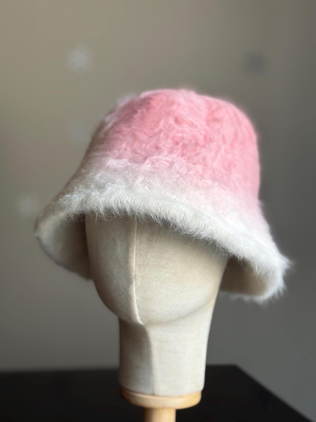 Two-toned Fuzzy Bucket Hat: Soft Plush Polyester Winter Hat - Etsy