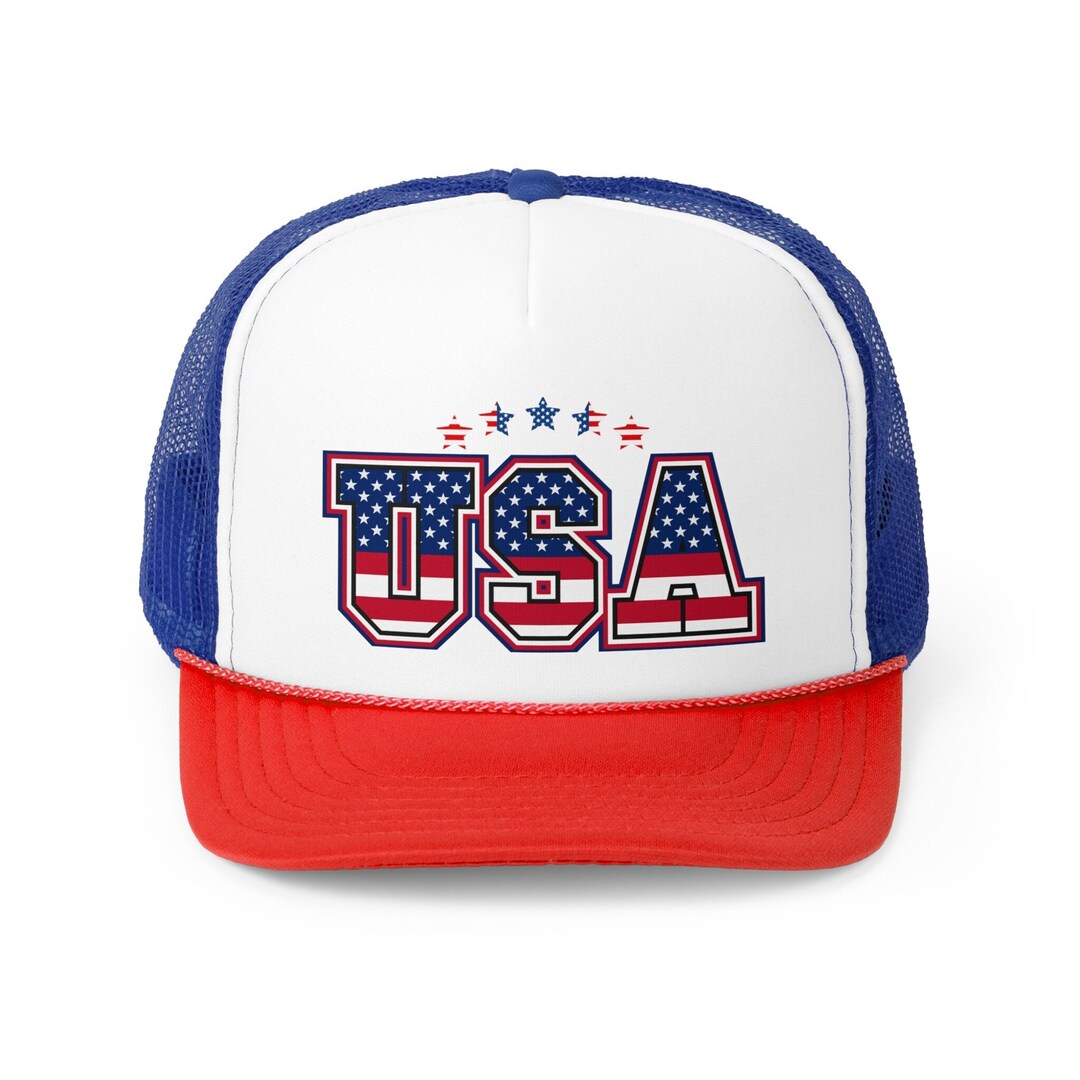 USA American Flag Trucker Hat, Patriotic Hat, 4th of July Hat, Memorial ...