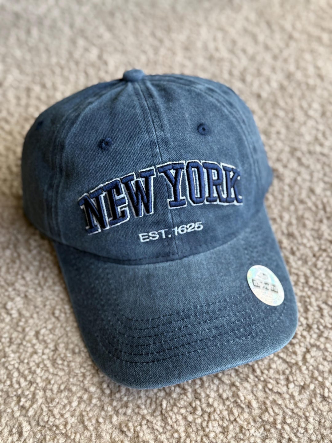 Embroidered New York Baseball Hat: Washed Denim NY Cap - Etsy