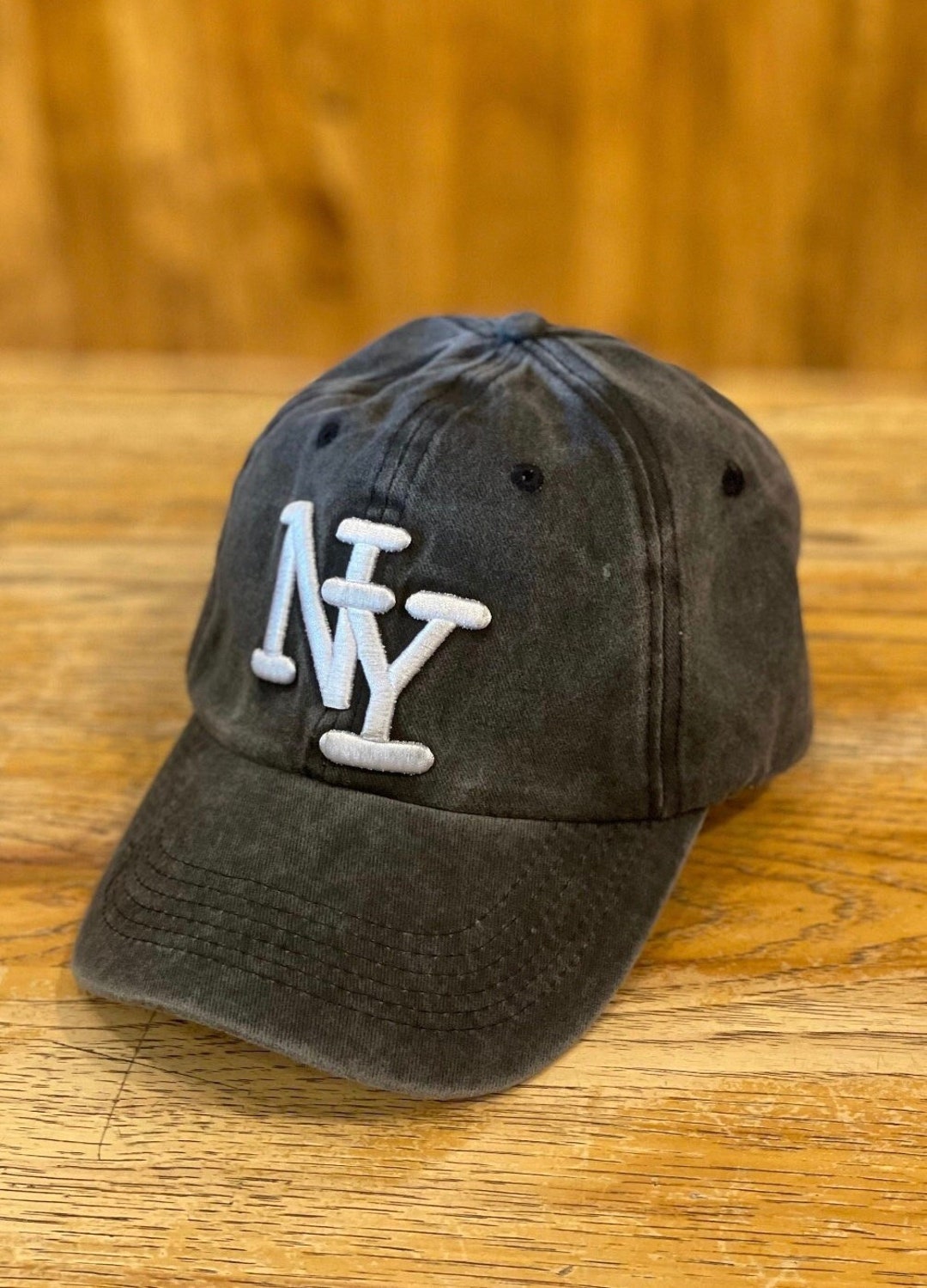 Embroidered NY Baseball Hat: Cotton Denim, Adjustable - Etsy