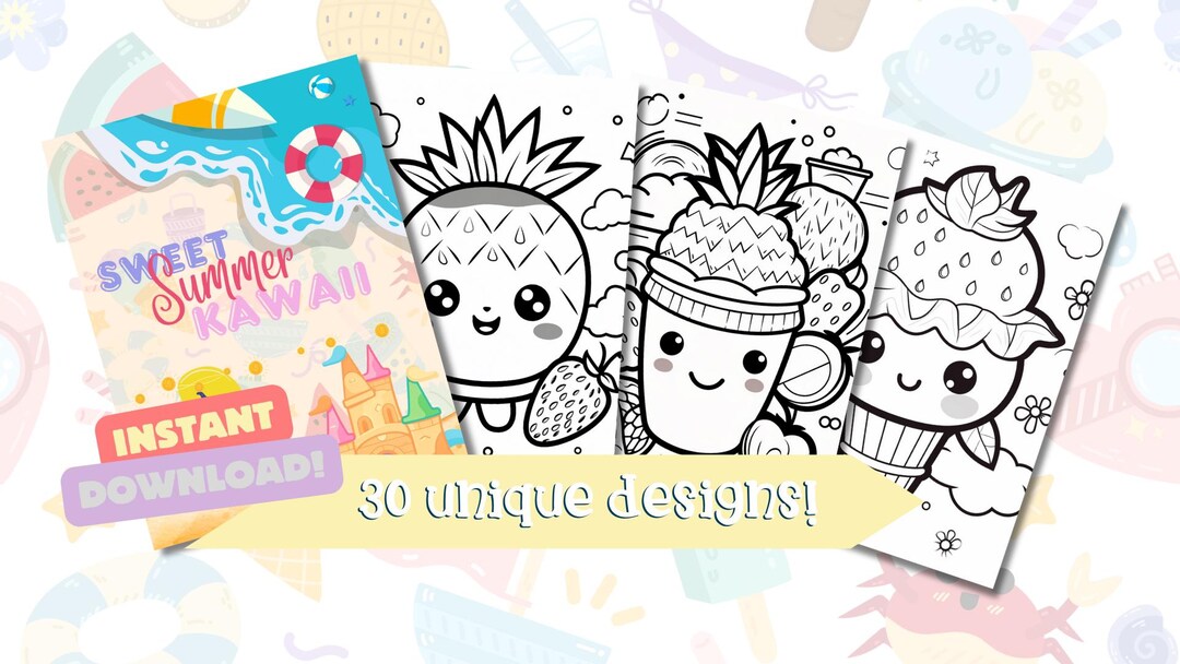 Sweet Summer Kawaii Coloring Book (digital Download) Volume Two - Etsy
