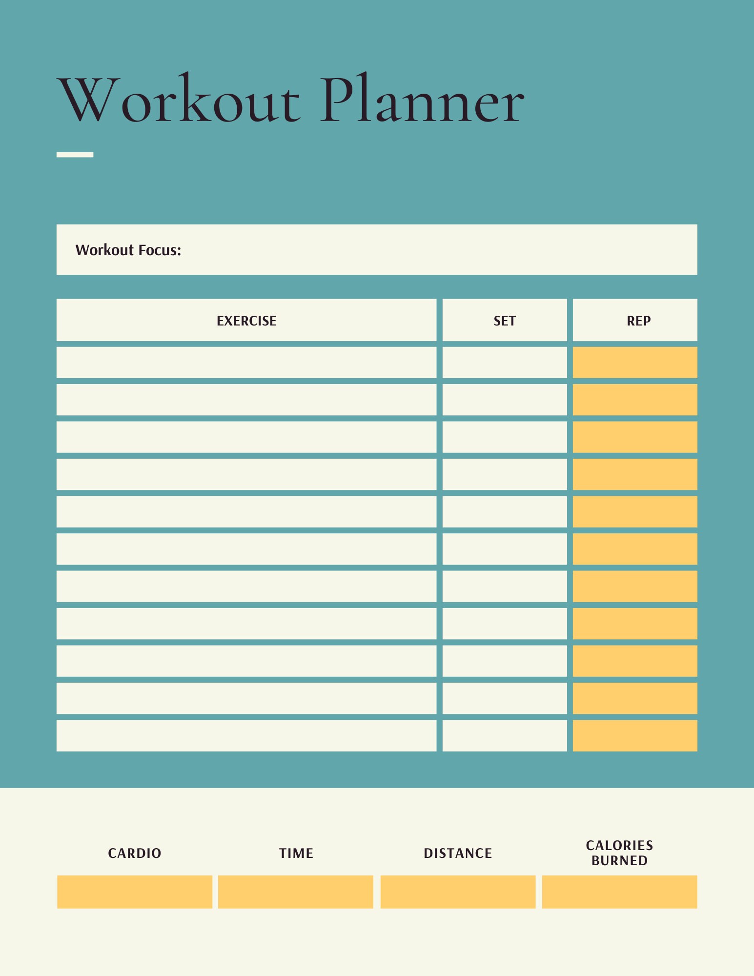 Printable Workout/excercise Planner Template - Etsy Canada