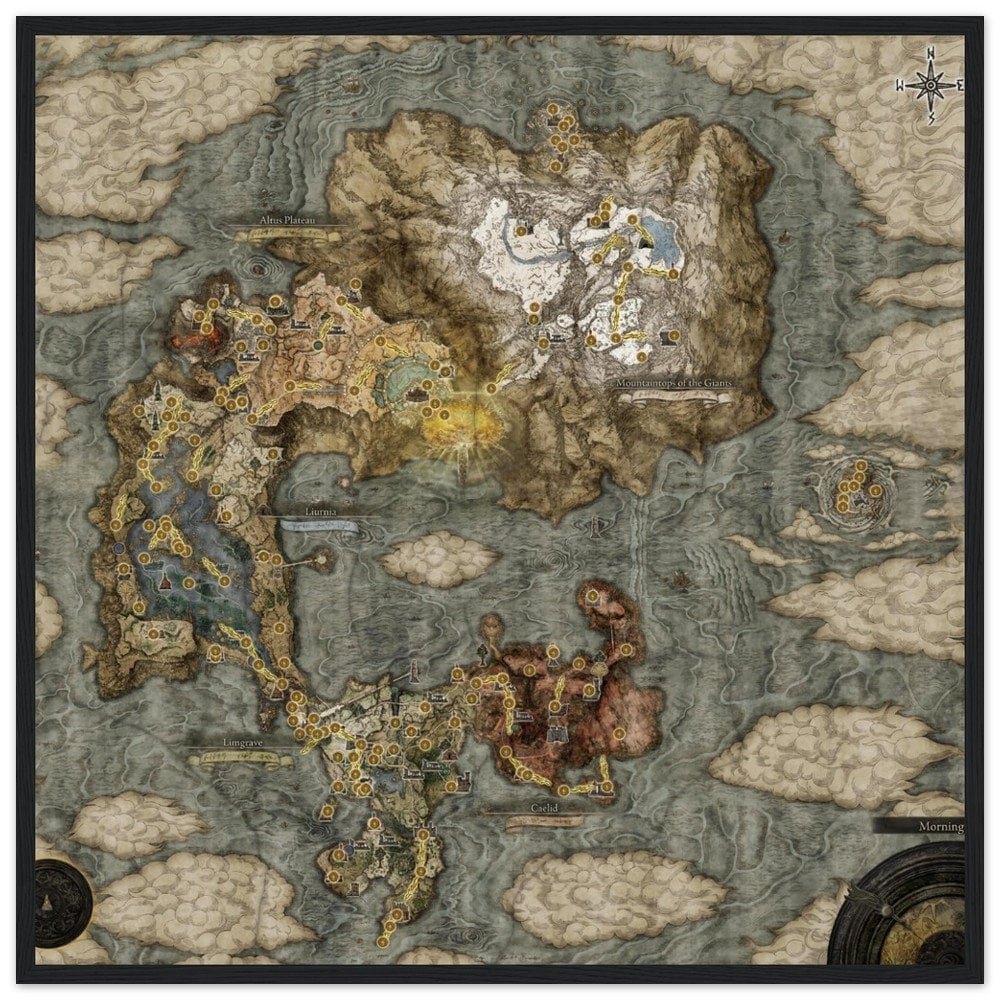 Mapa de Elden Ring Todos los sitios de gracia Súper detallado Póster de ...
