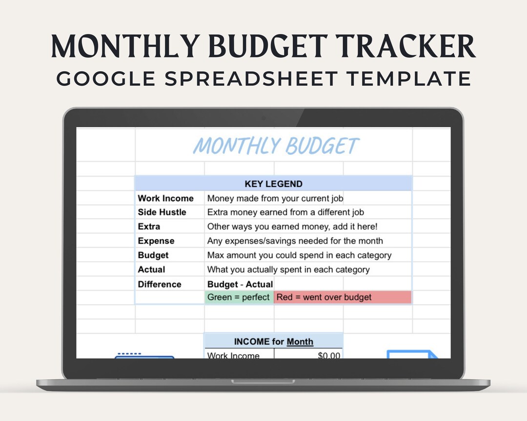 Easy Monthly Budget Tracker Google Sheet - Etsy