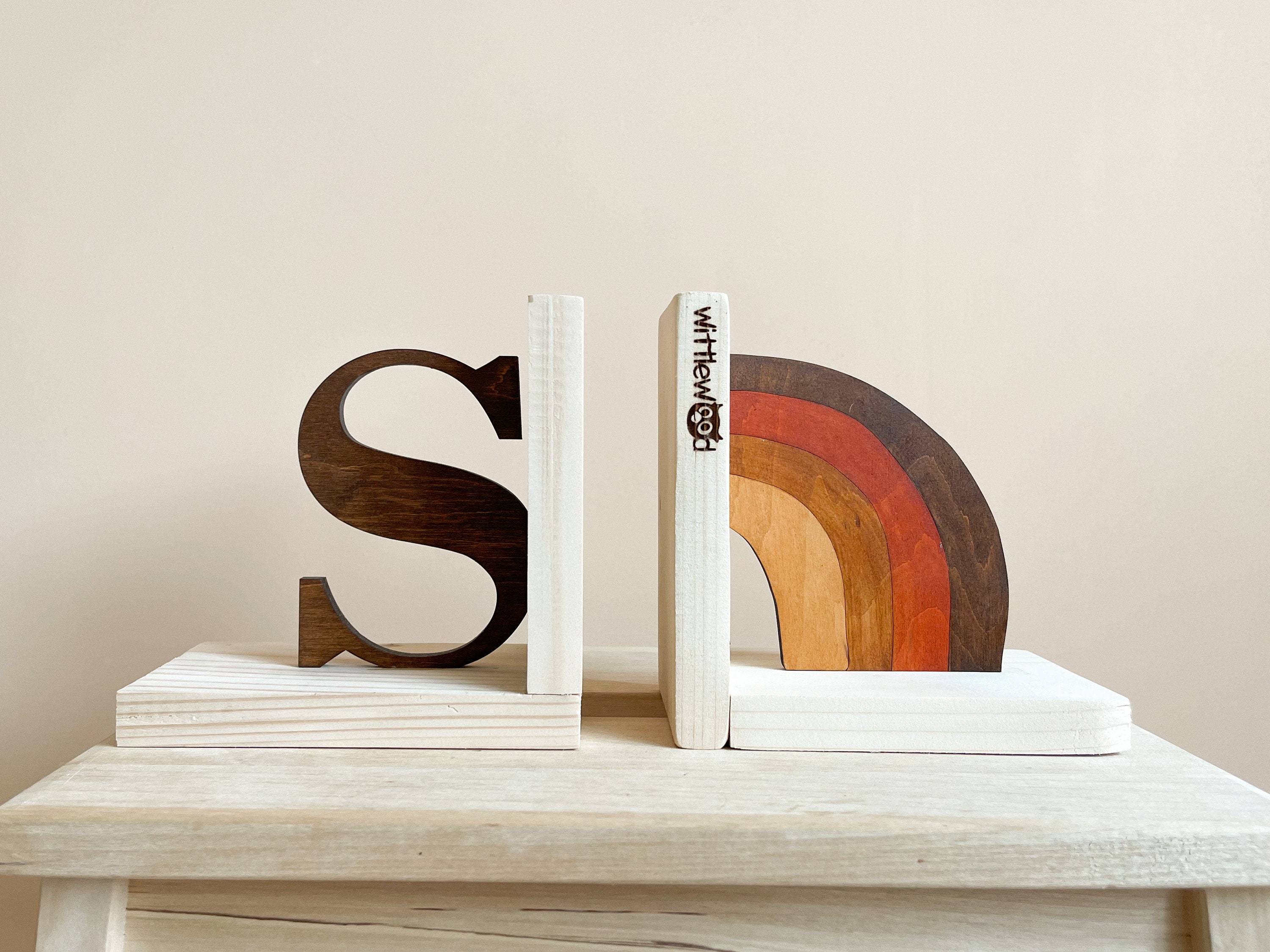 Personalized Wooden Bookends: Boho Nursery Decor, Montessori Book ...