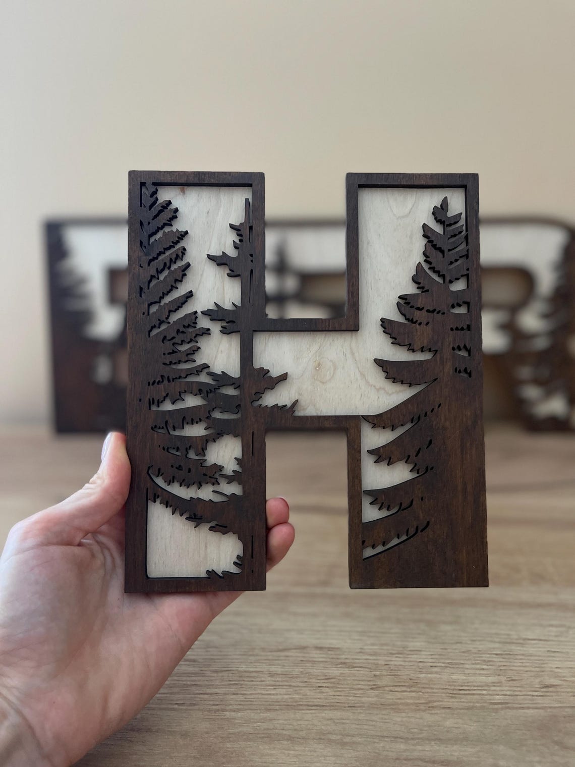 Woodland Nursery Letter: 3D Layered Wooden Name Sign - Etsy