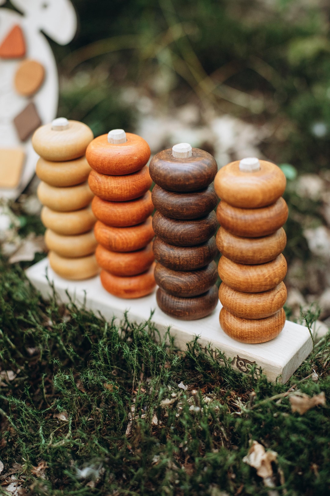 Stacking Wooden Ring Toy, Montessori Wood Stacker for Kids, Handmade ...