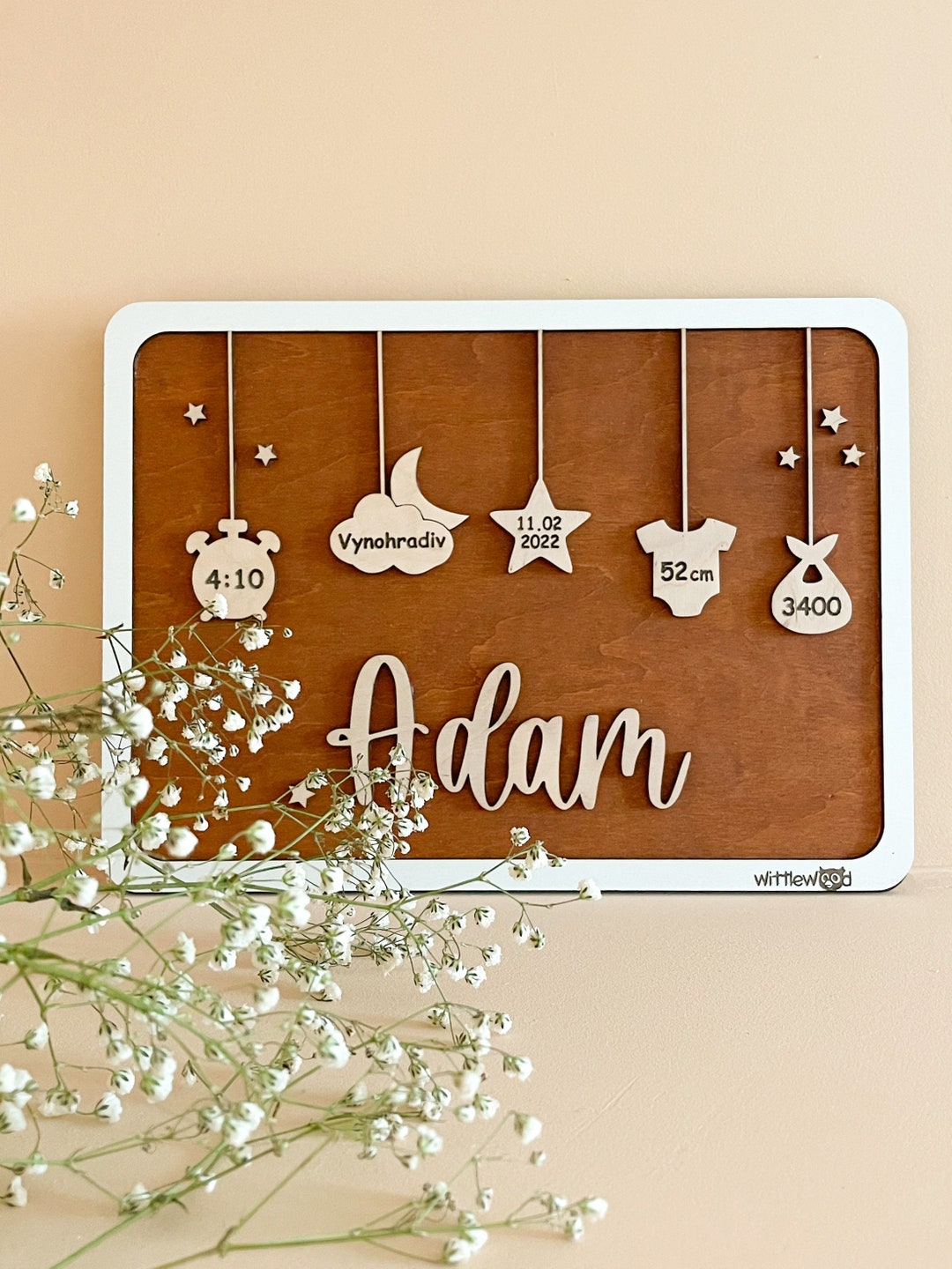 Personalized Wooden Birth Stats Board: Baby Nursery Decor - Etsy