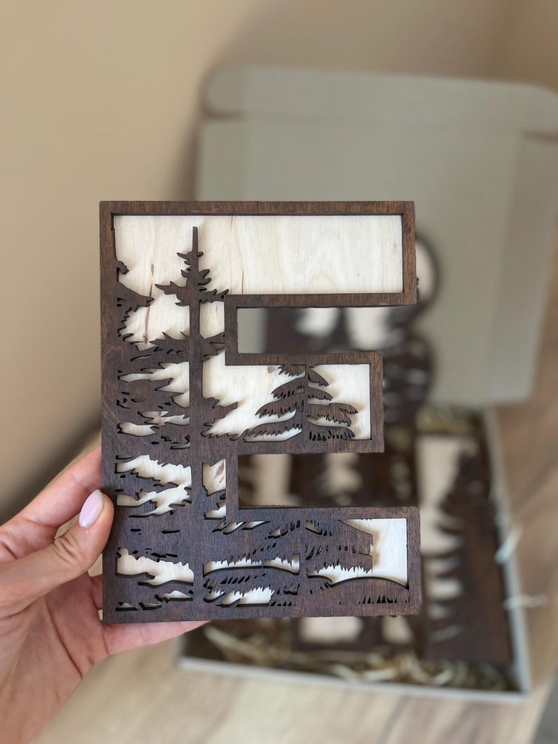 Woodland Nursery Letter: 3D Layered Wooden Name Sign - Etsy