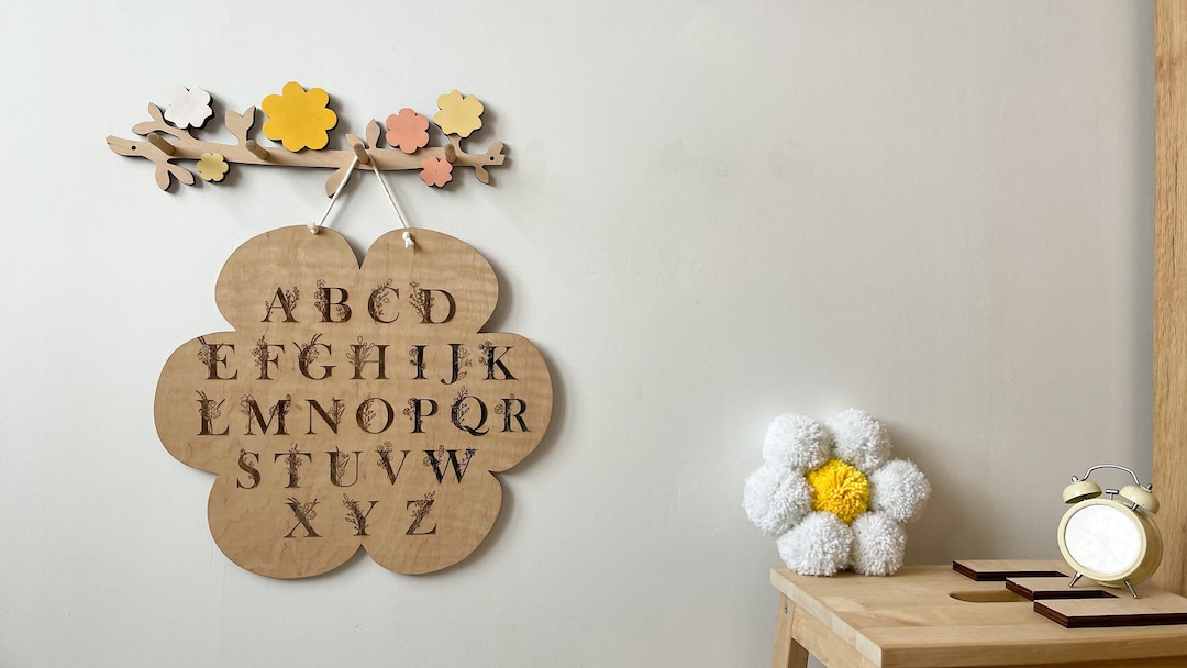 Wooden Alphabet Flower Poster: Boho Nursery Decor - Etsy