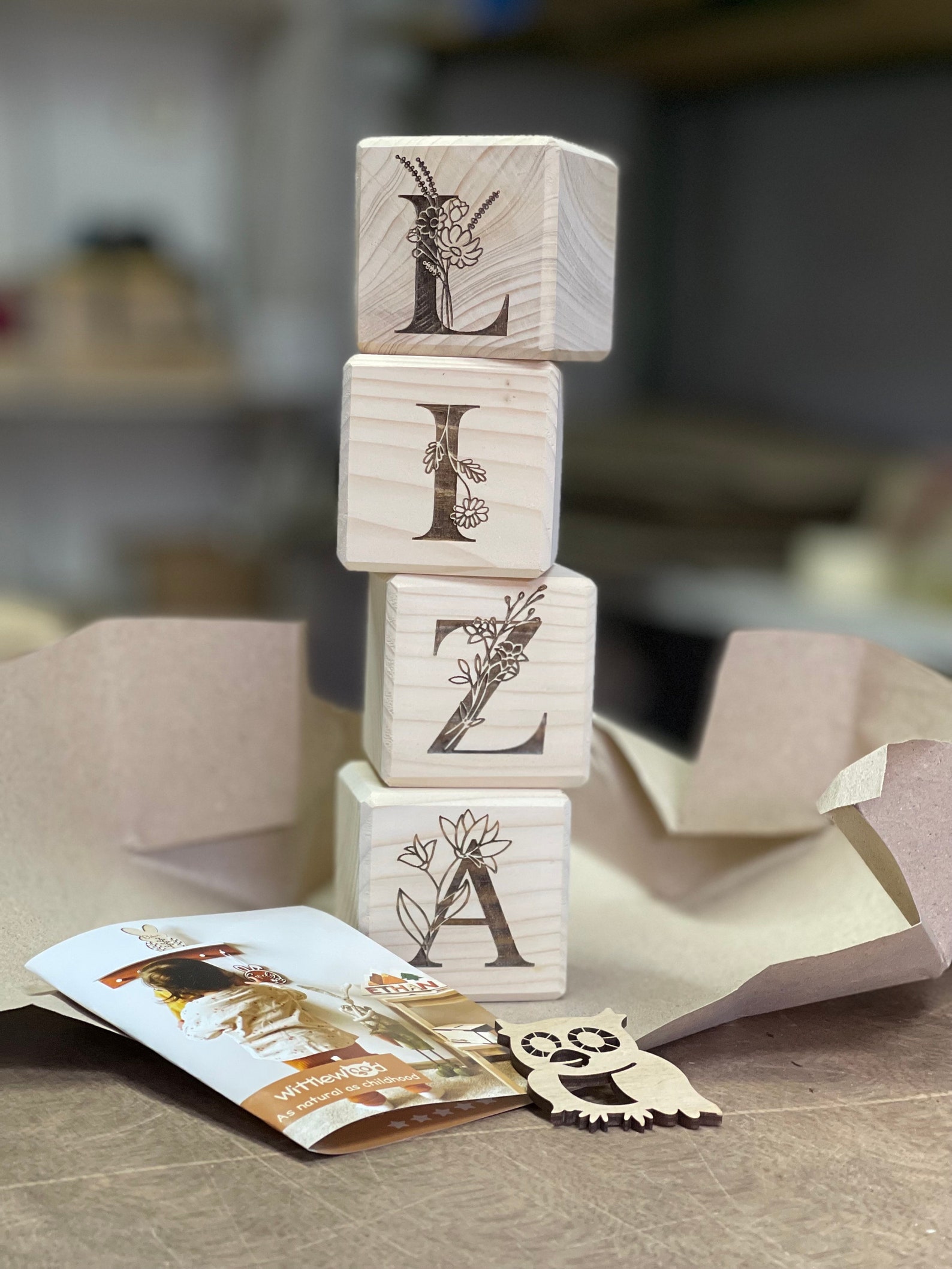 Floral Letter Wooden Name Blocks: Nursery Decor Gift - Etsy