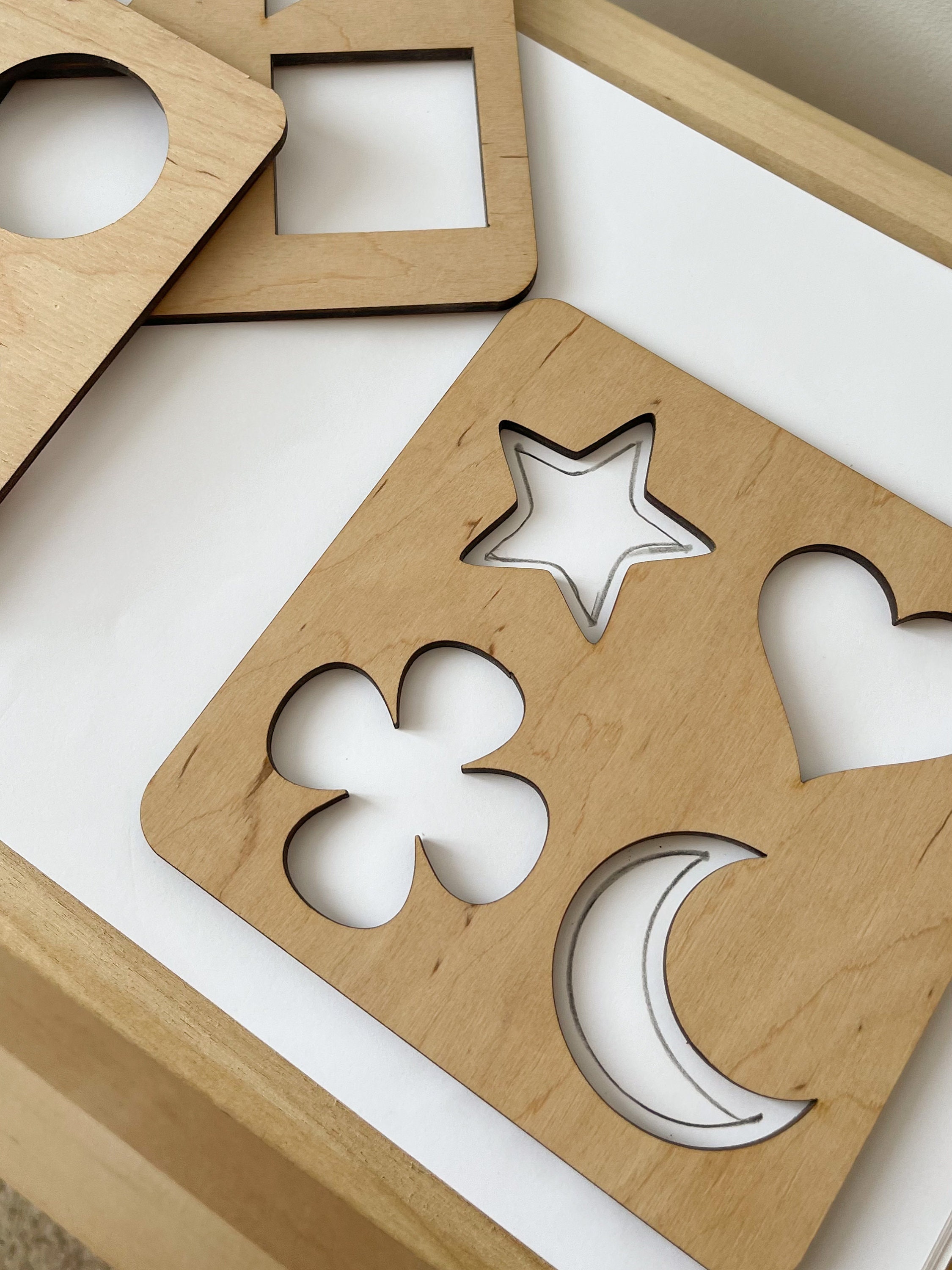 Montessori Wooden Stencil Set: Geometric Shapes, Preschool Learning - Etsy
