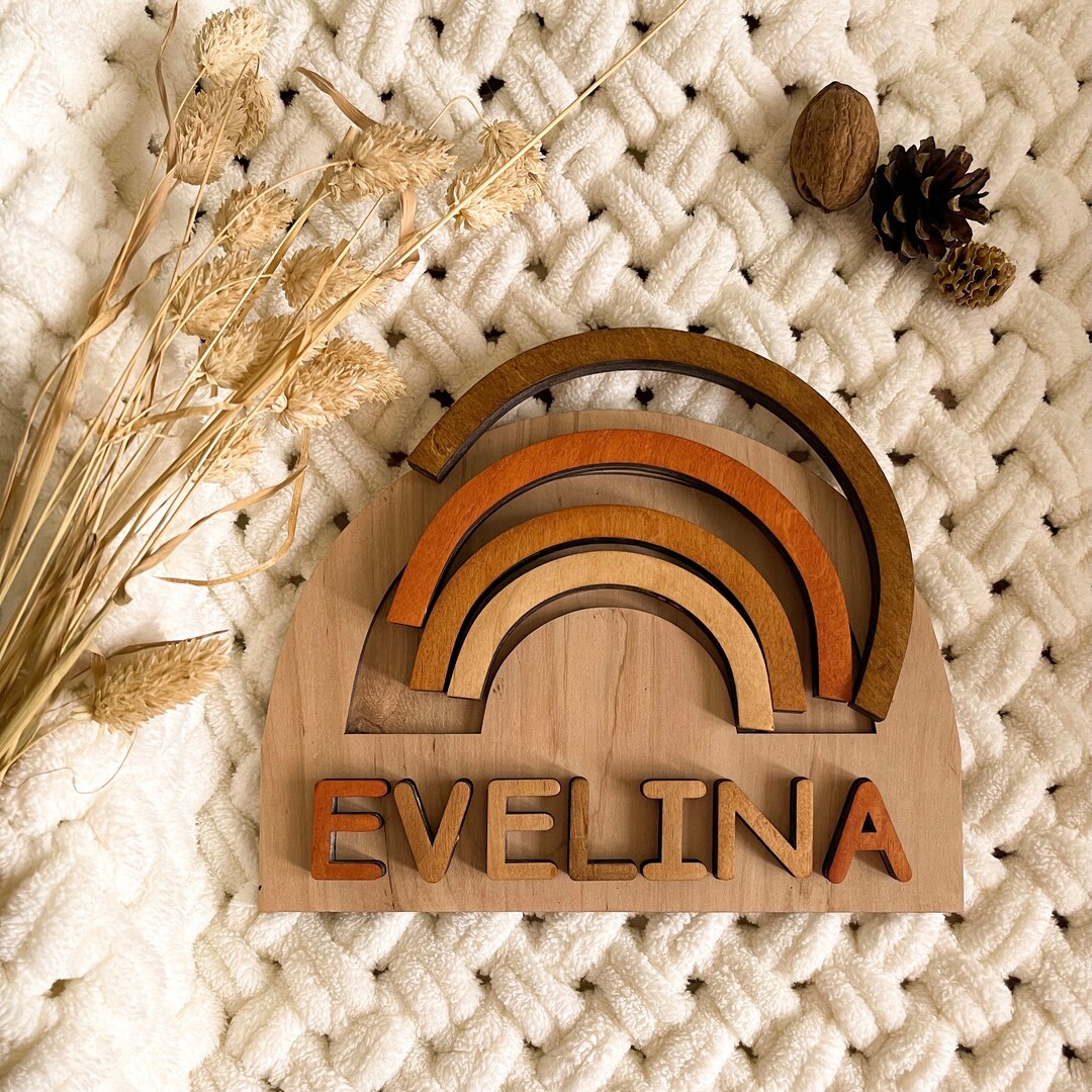 Personalized Rainbow Name Puzzle: Colorful Custom Wooden Name - Gift ...