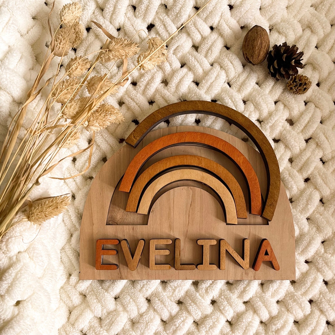 Personalized Rainbow Name Puzzle: Colorful Custom Wooden Name - Gift ...