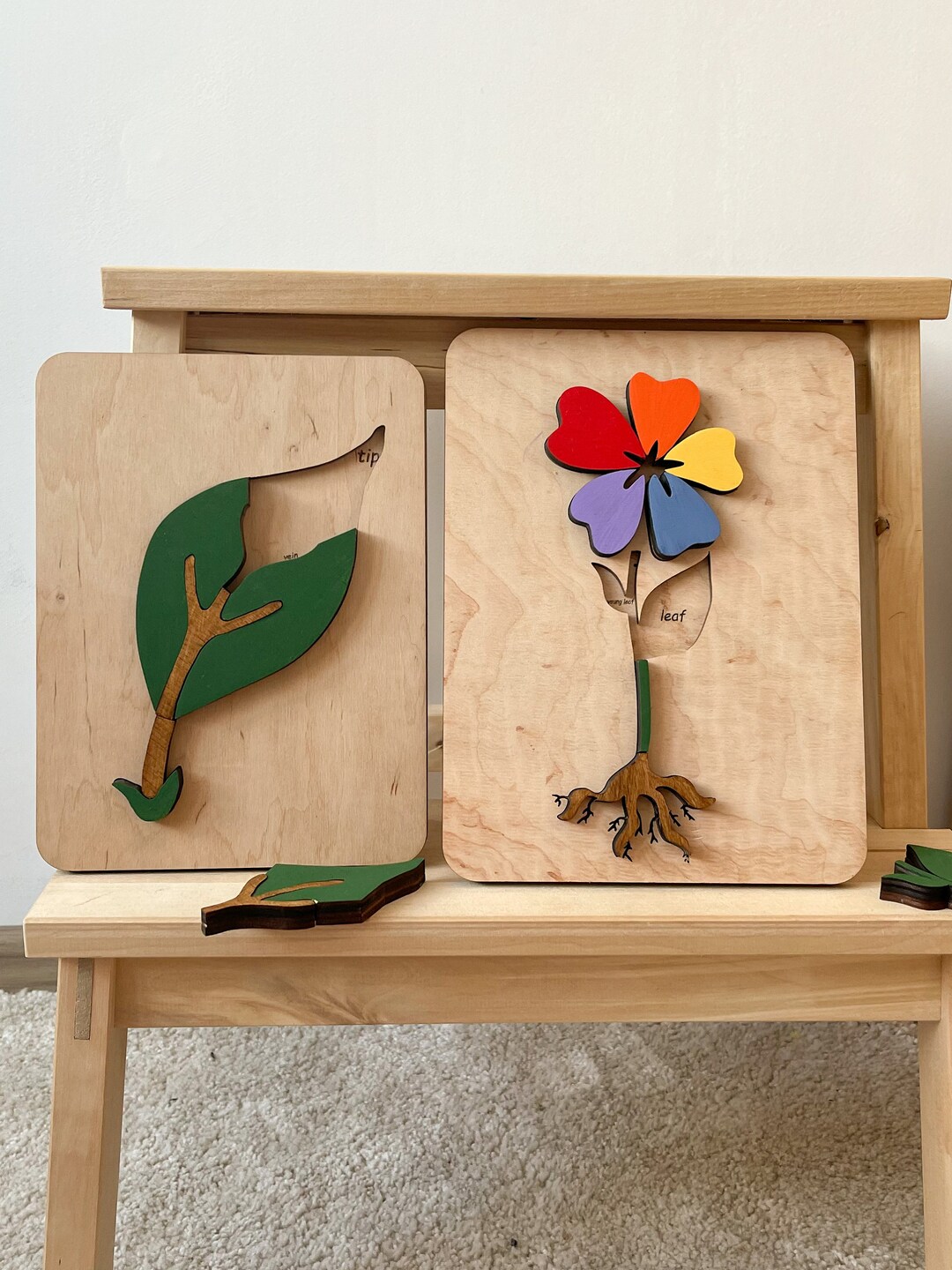Montessori Leaf & Flower Puzzle: Wooden Botany Learning Toy - Etsy