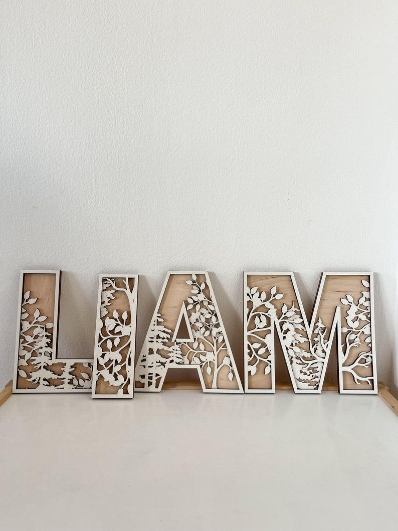 Woodland Nursery Name Sign: 3D Layered Wooden Letters - Etsy