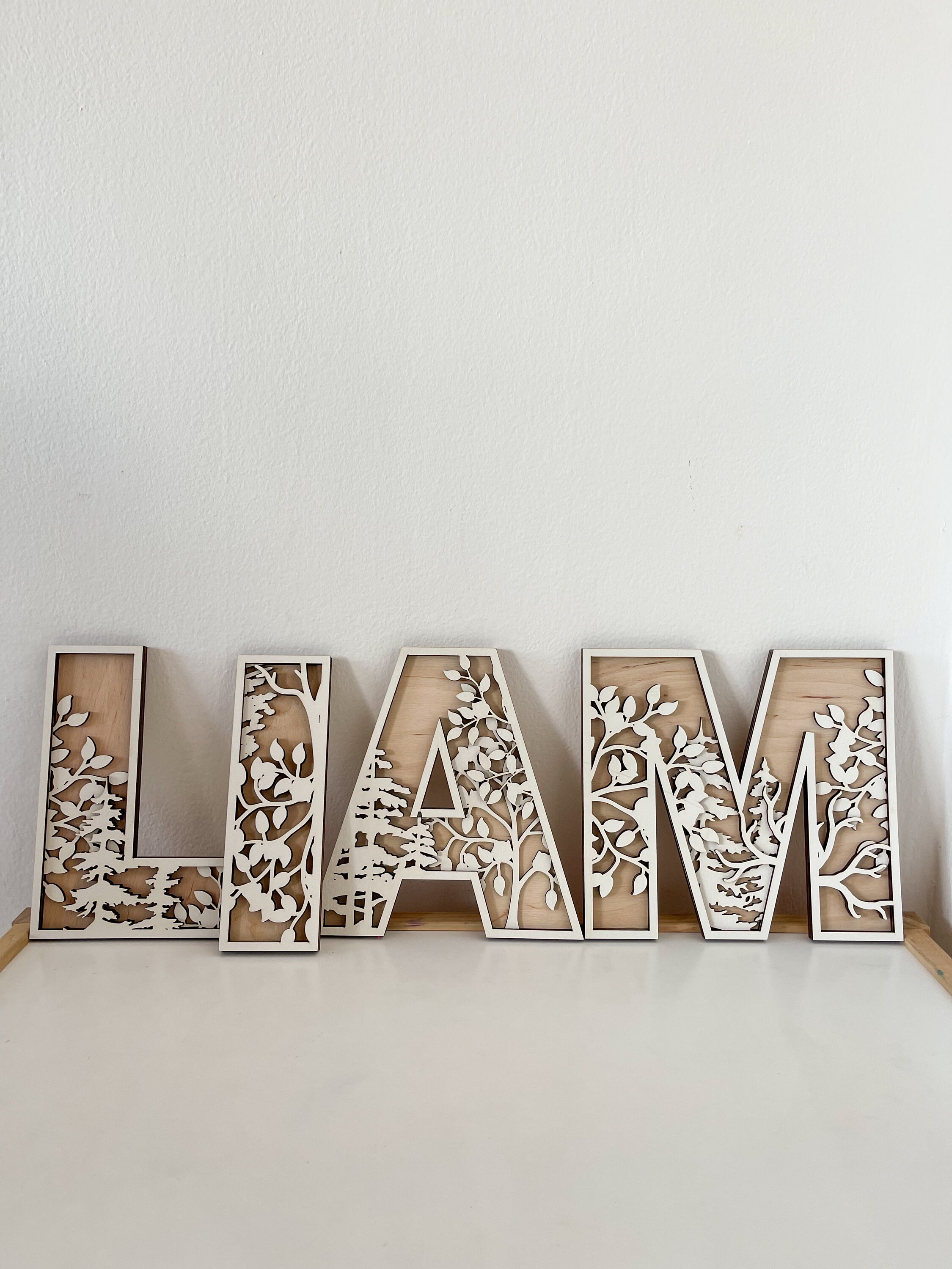 Woodland Nursery Name Sign: 3D Layered Wooden Letters - Etsy