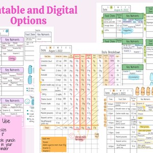 Digital Daily Food Log Template Bundle, Instant Download Nutrition ...