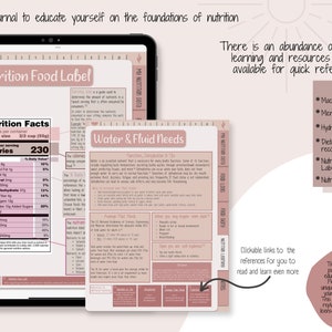 Digital Food Journal and Nutrition Guide, Boho, Undated, 5 Meal ...