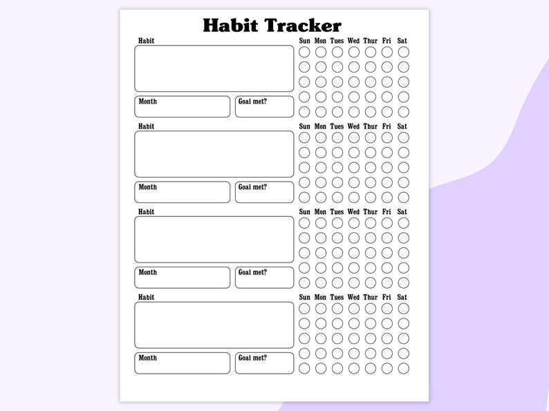 Monthly Habit Tracker Template, Daily Habit Tracking, Digital Habit ...