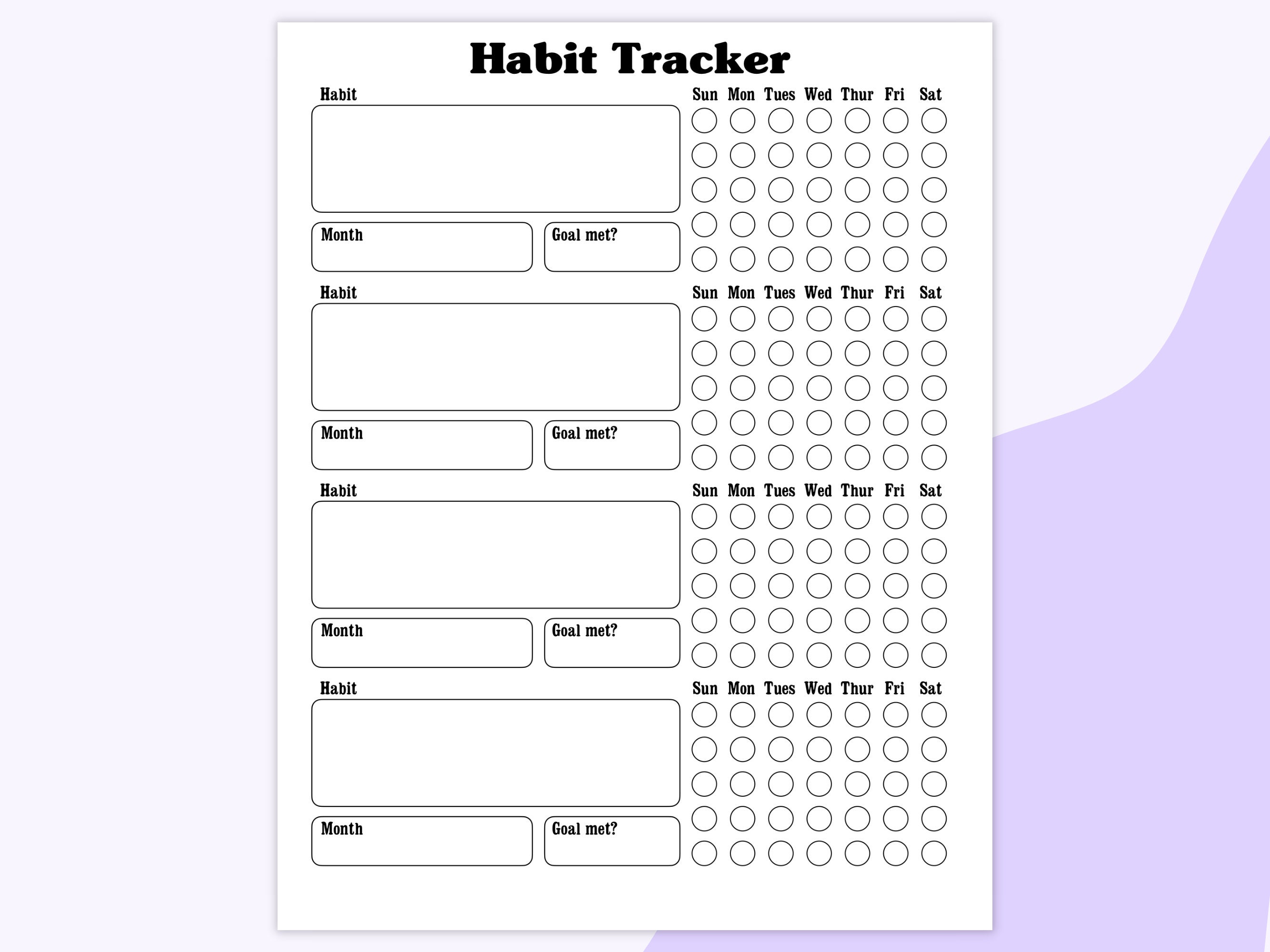 Monthly Habit Tracker Template, Daily Habit Tracking, Digital Habit ...
