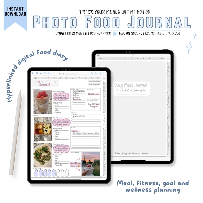 Digital Photo Food Journal, Food and Fitness Diary, Hyperlinked ...