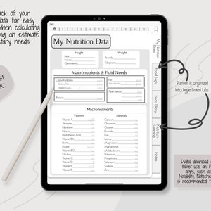 Digital Food Journal and Nutrition Guide, Minimalist, Undated, 5 Meal ...