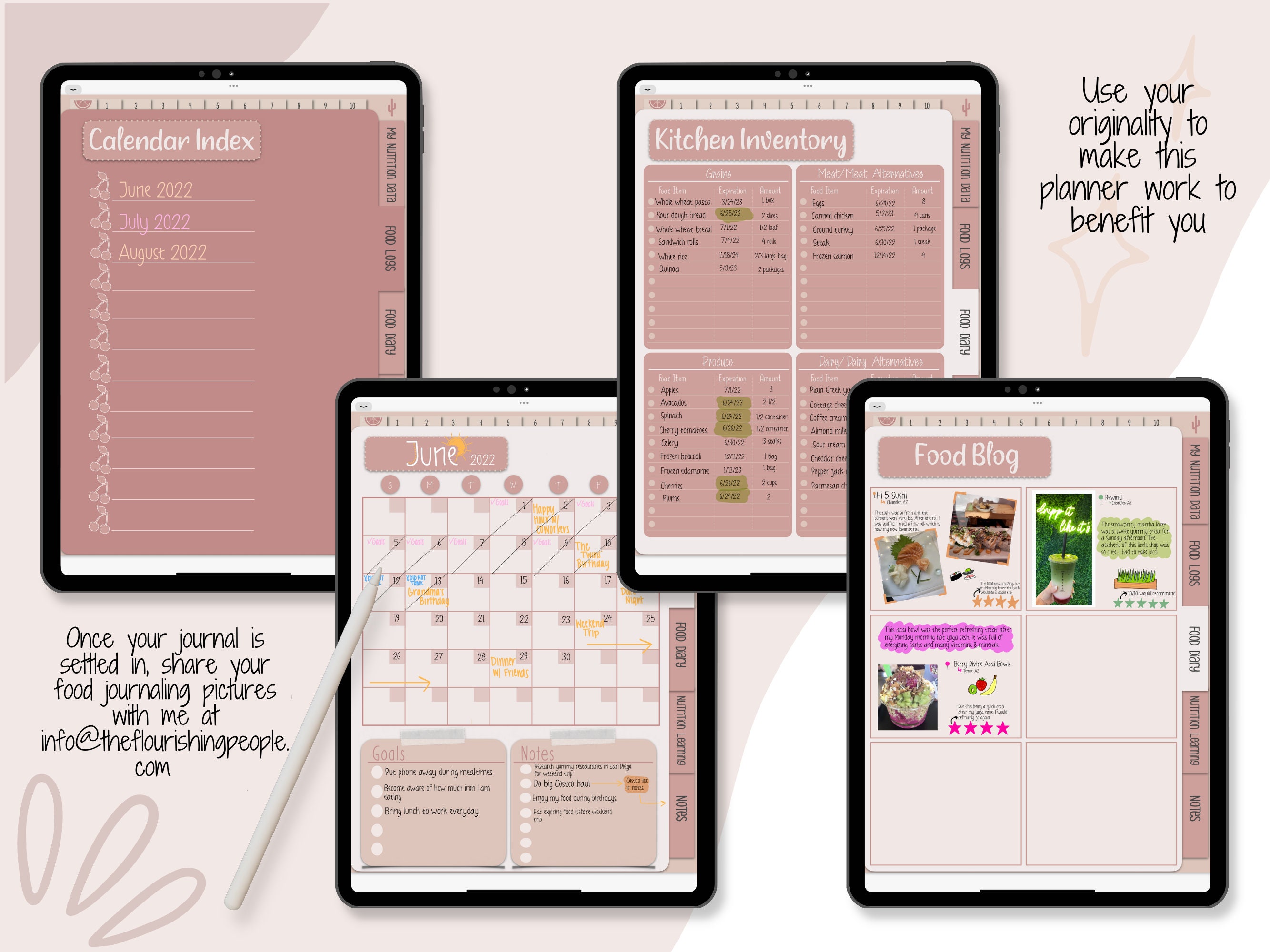 Digital Food Journal and Nutrition Guide Boho Undated - Etsy