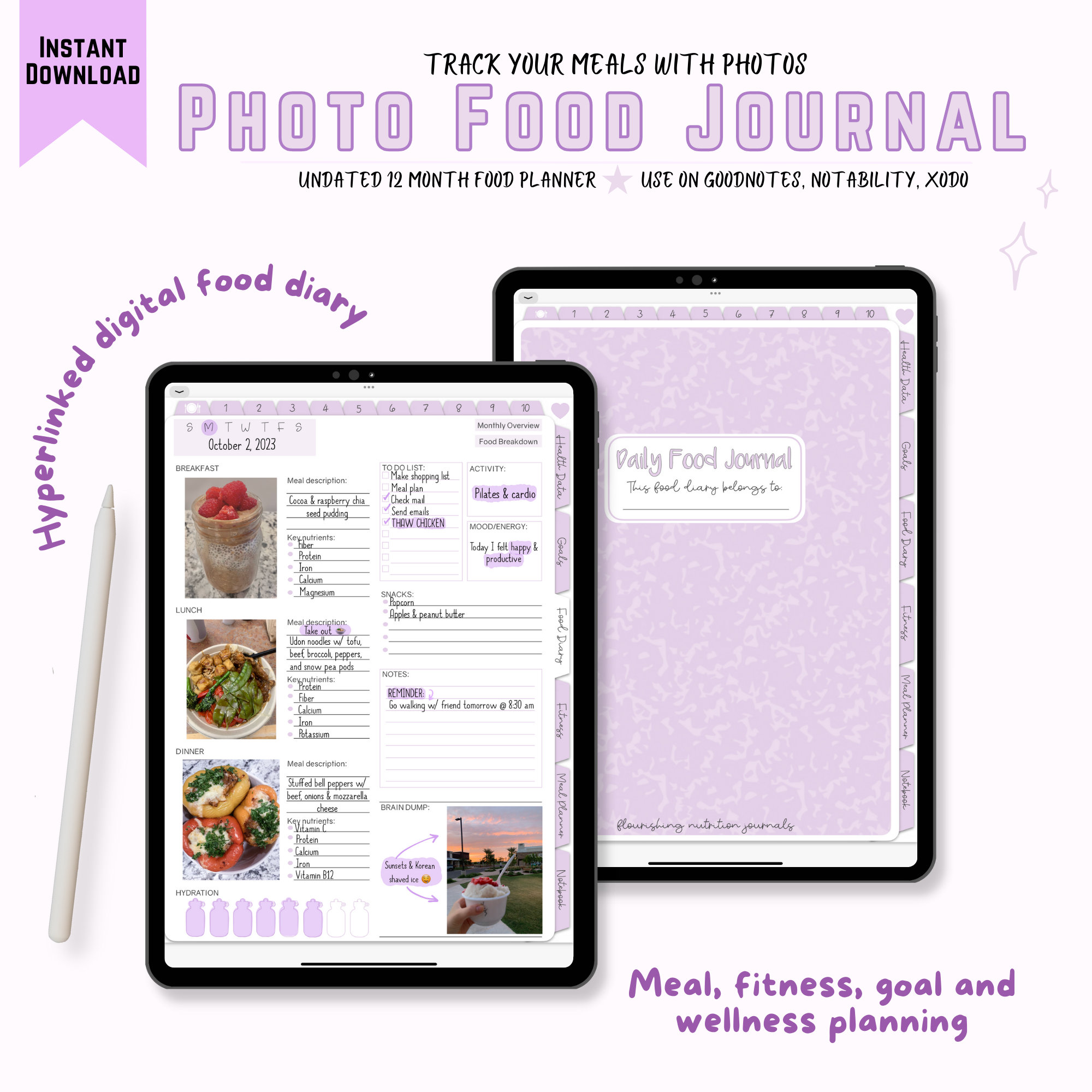 Photo Food Journal, Digital Food Diary, Hyperlinked Health and Wellness ...
