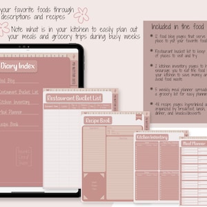 Digital Food Journal and Nutrition Guide, Boho, Undated, 5 Meal ...