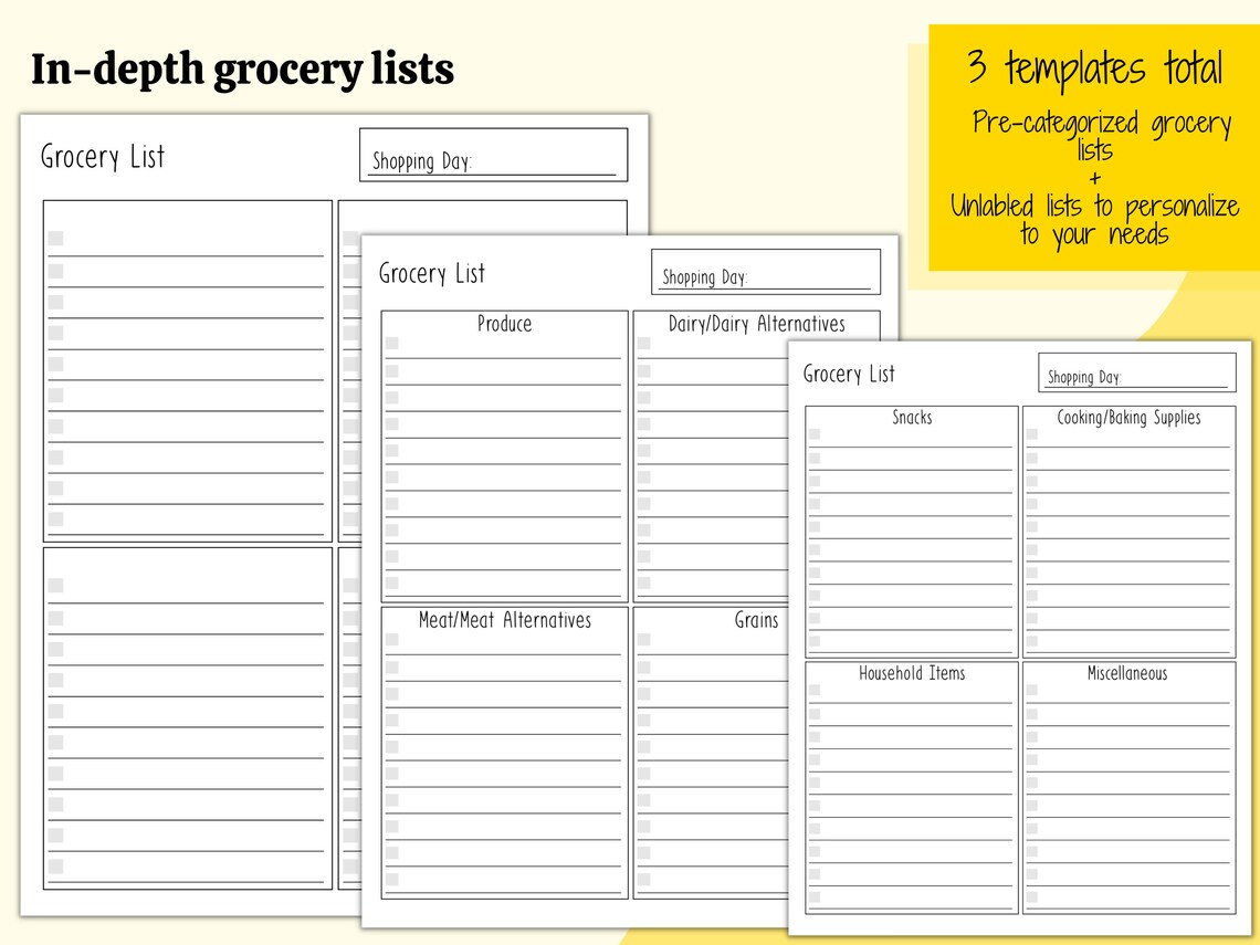The Ultimate Meal Planning Template Bundle, 5 Meal Set Up, Instant ...