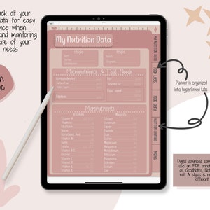 Digital Food Journal and Nutrition Guide, Boho, Undated, 3-meal ...