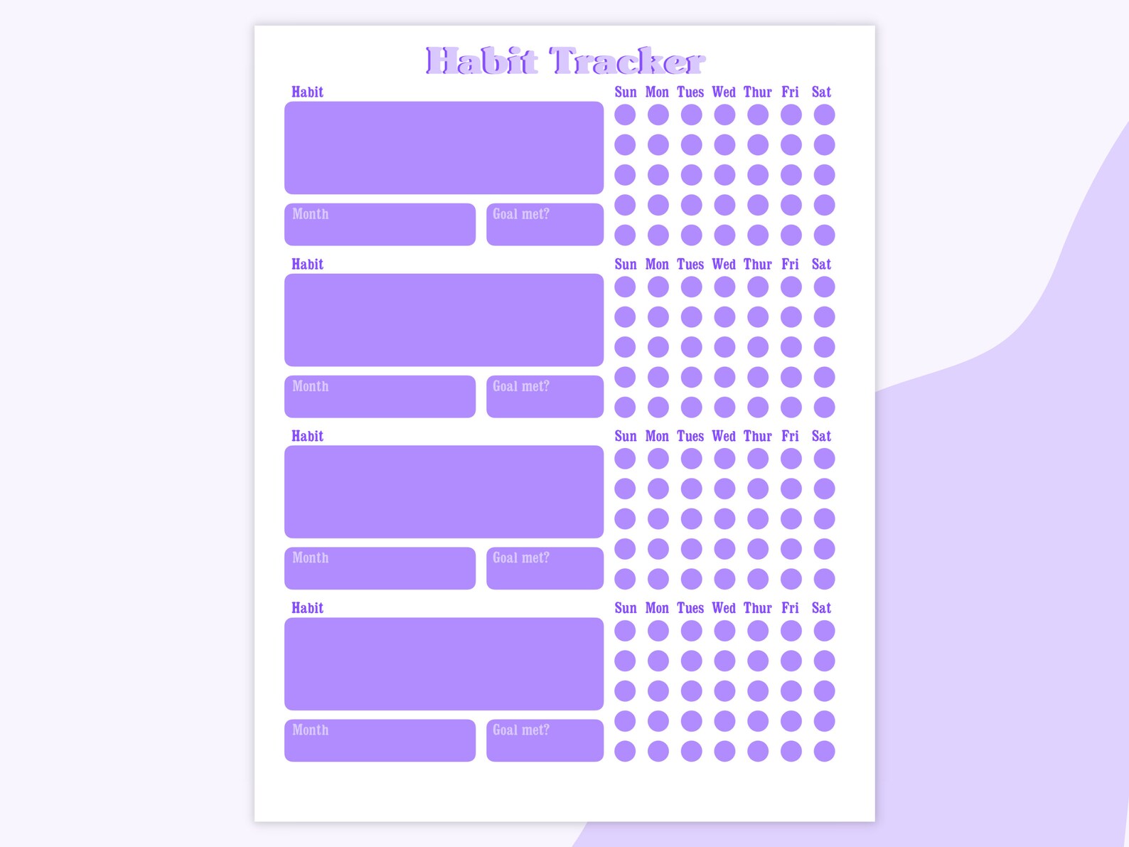 Monthly Habit Tracker Template, Daily Habit Tracking, Digital Habit ...
