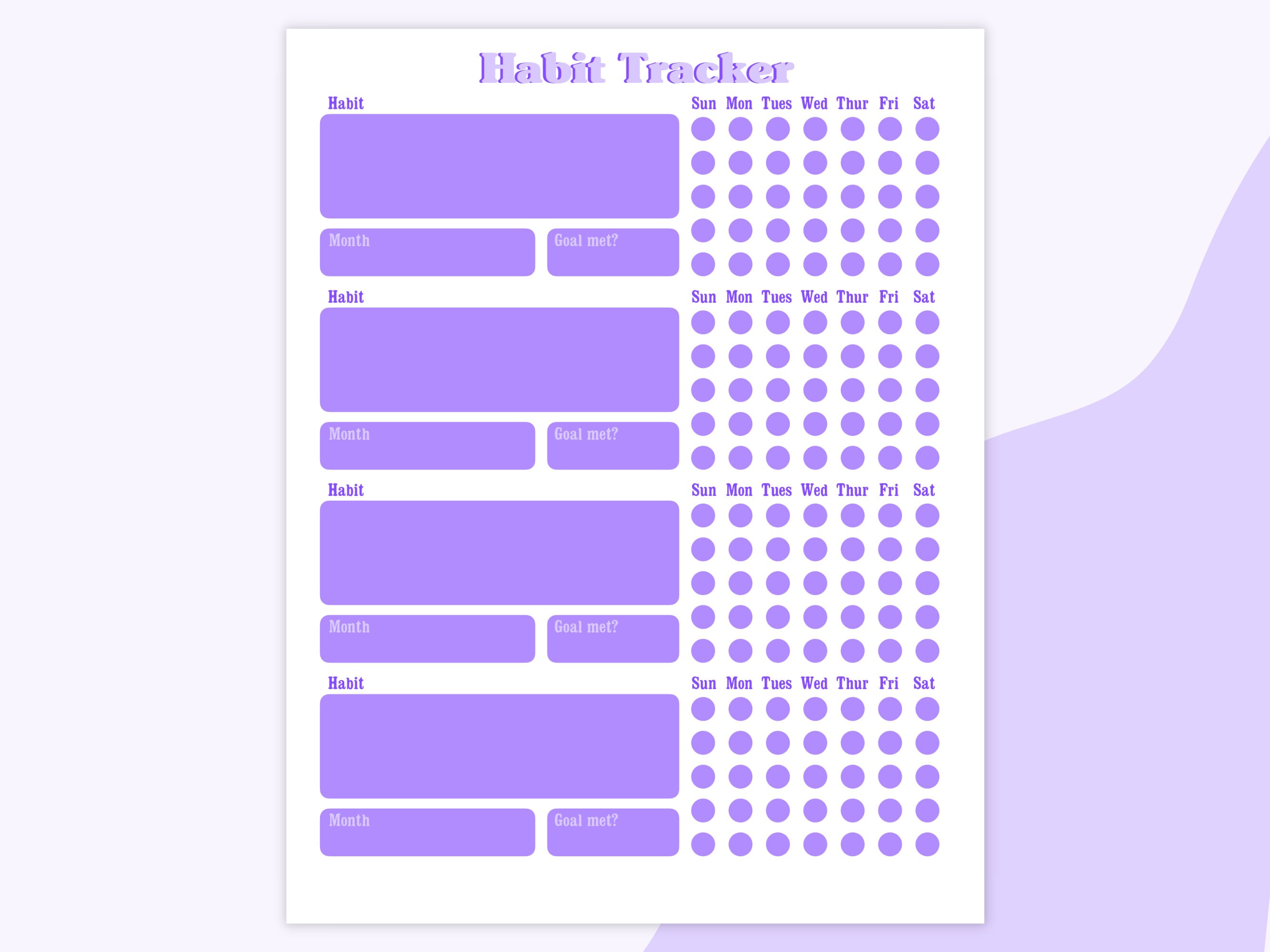 Monthly Habit Tracker Template, Daily Habit Tracking, Digital Habit ...