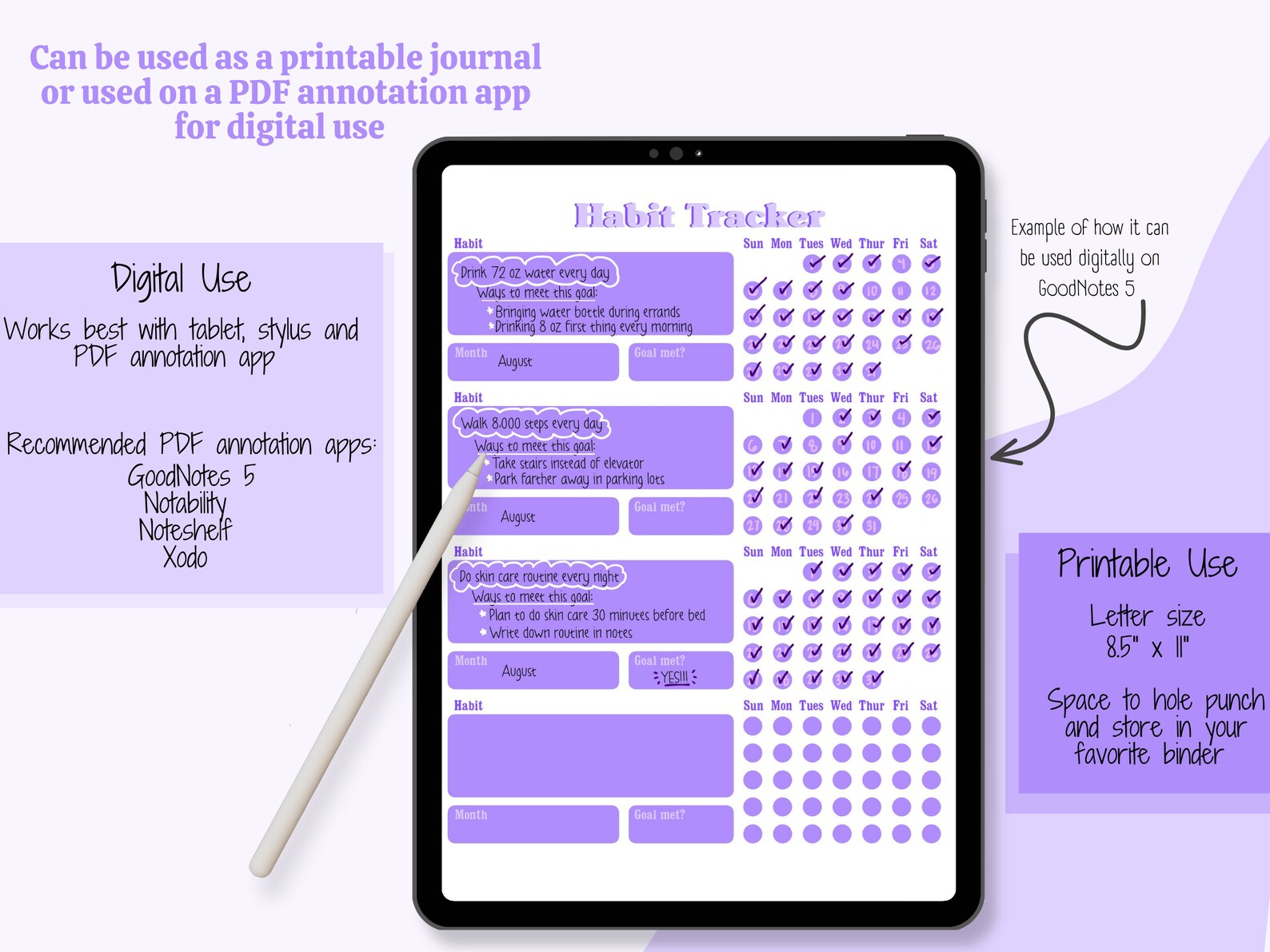 Monthly Habit Tracker Template, Daily Habit Tracking, Digital Habit ...