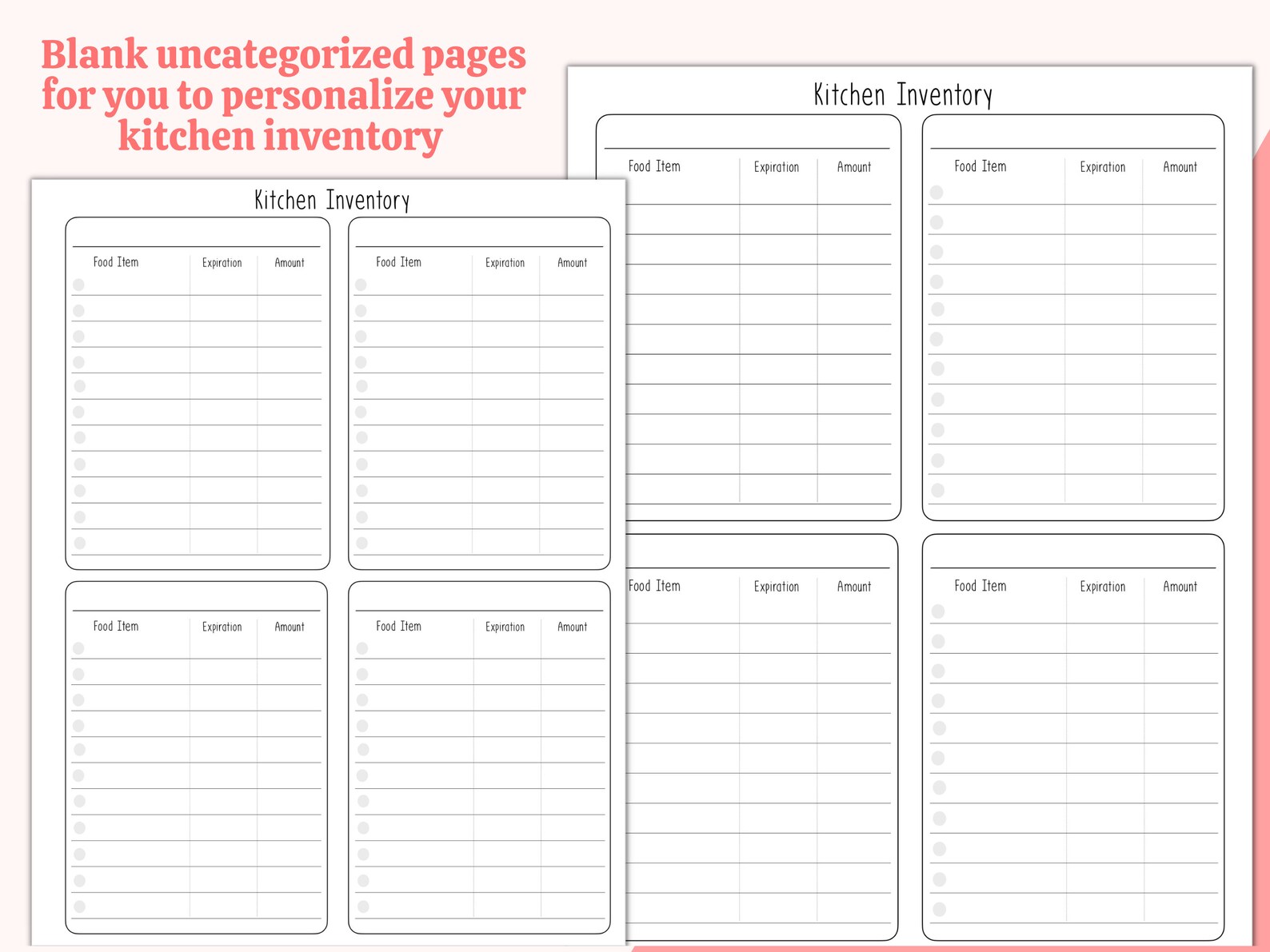 Digital Kitchen Inventory Template, Instant Download, Printable Food ...