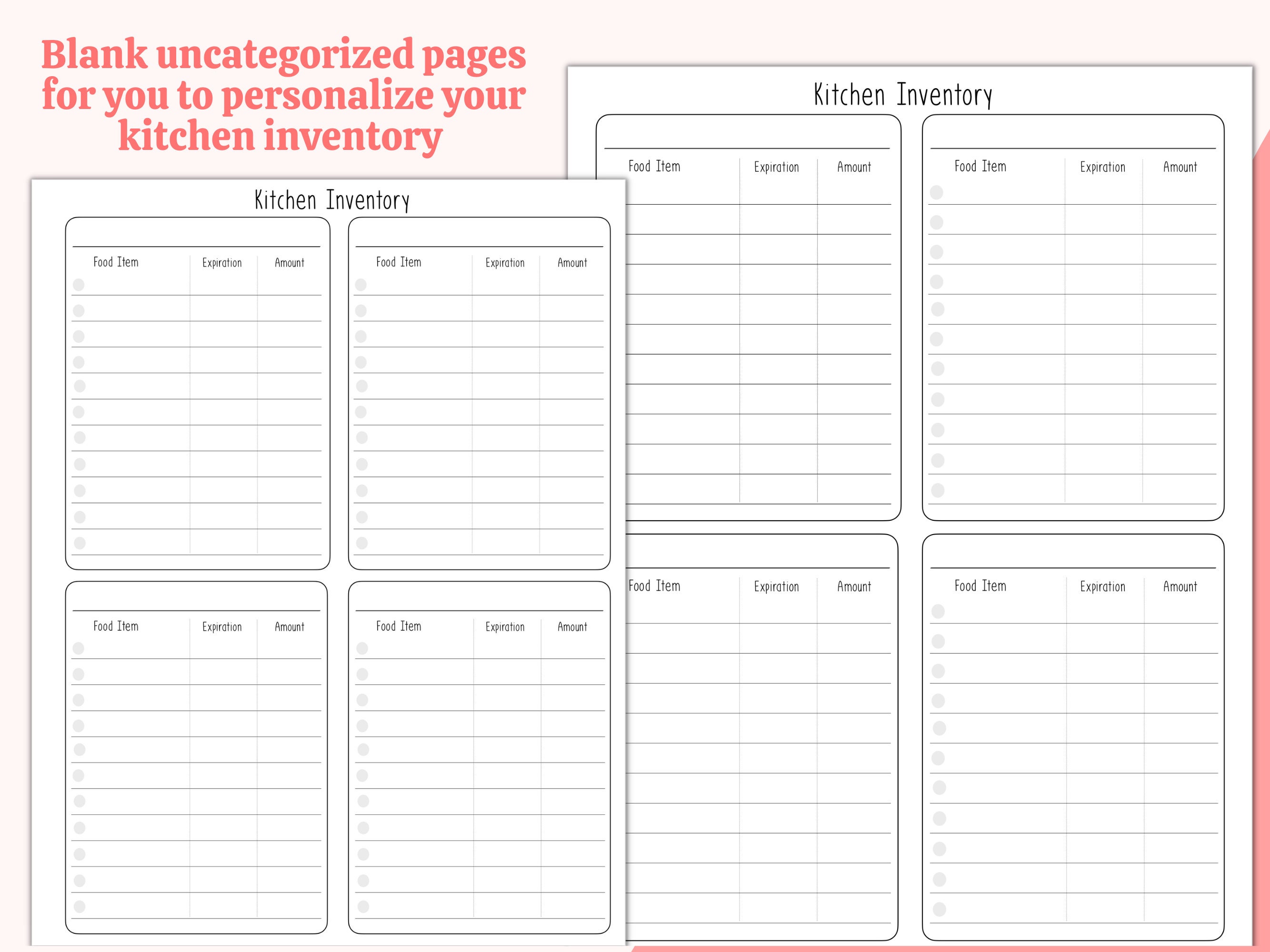 Digital Kitchen Inventory Template, Instant Download, Printable Food ...