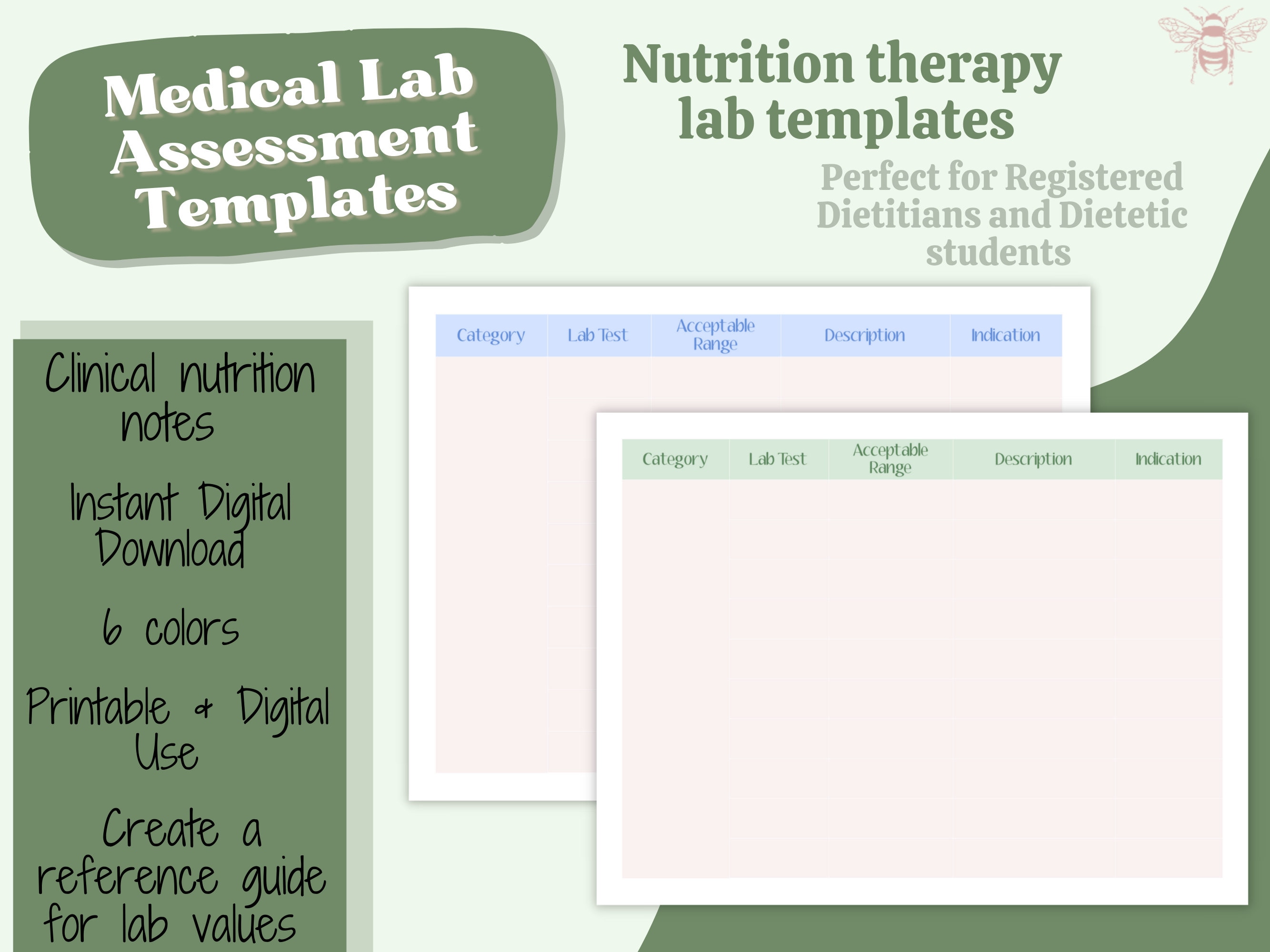 Medical Lab Value Sheet Templates, Dietetic Study Material, Clinical ...