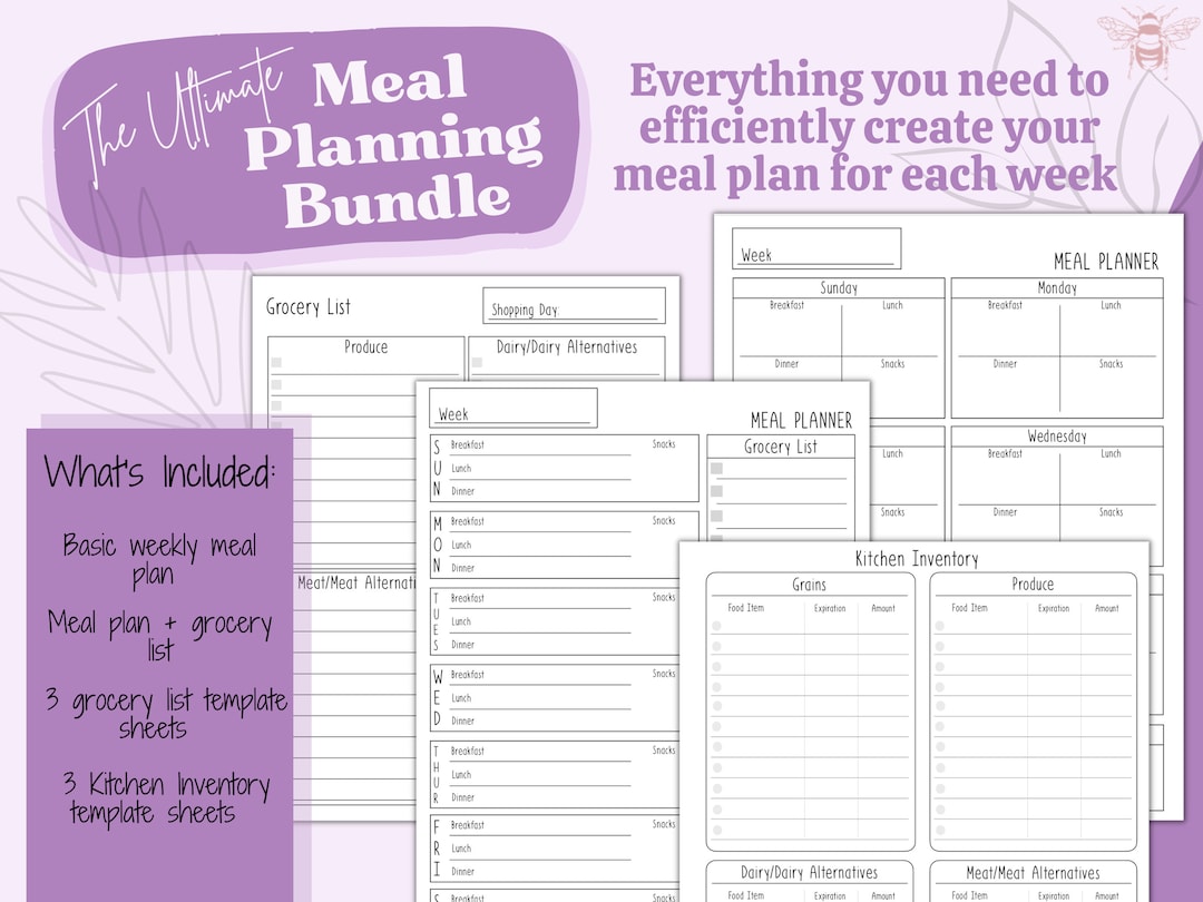 The Ultimate Meal Planning Template Bundle, Instant Download Meal ...