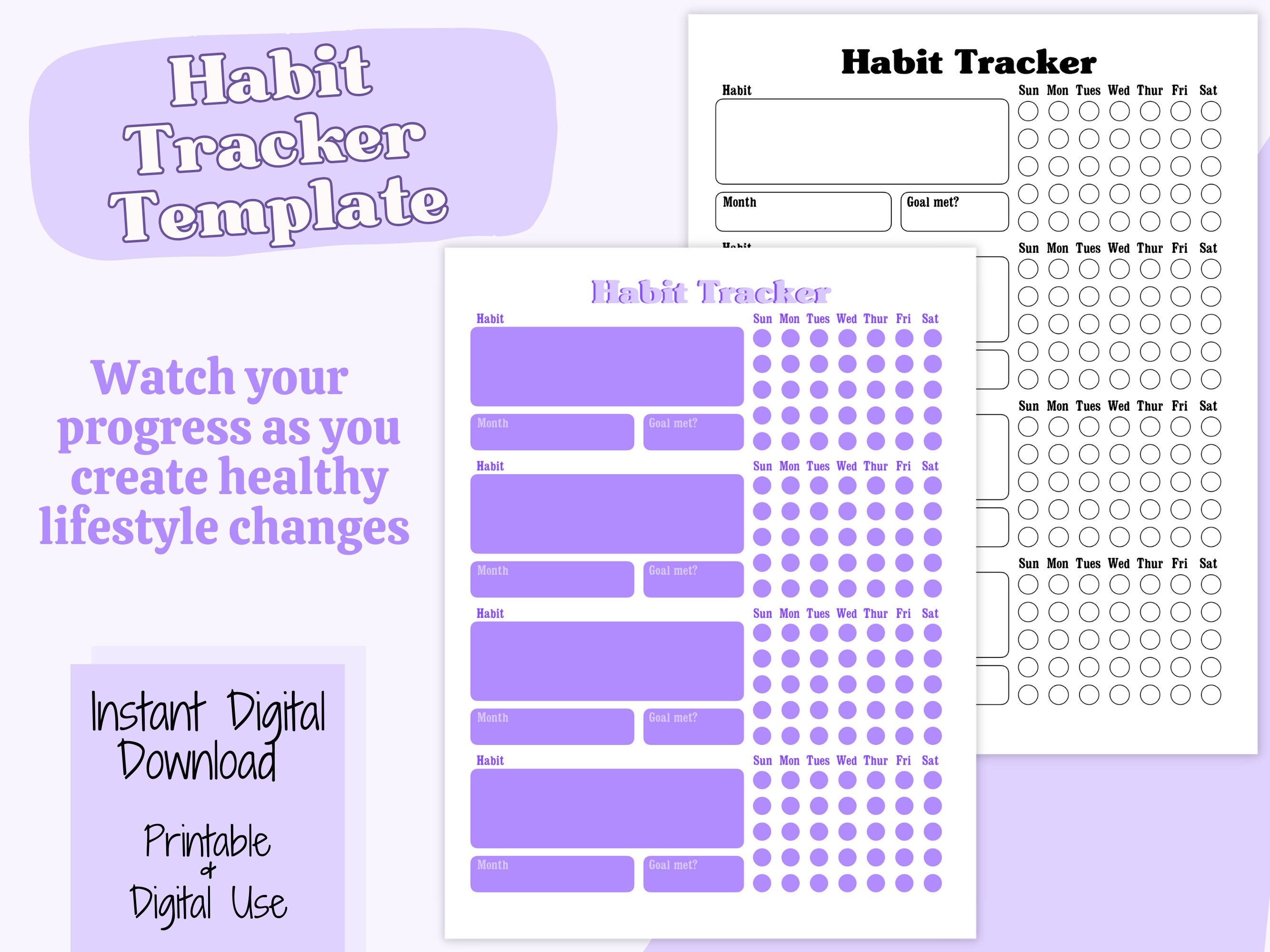Monthly Habit Tracker Template, Daily Habit Tracking, Digital Habit ...