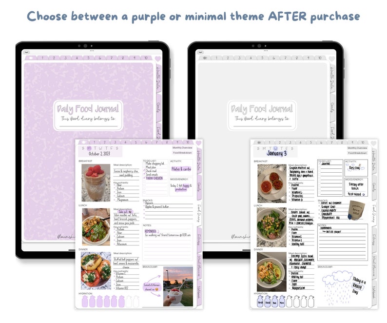 Digital Photo Food Journal, Food and Fitness Diary, Hyperlinked ...